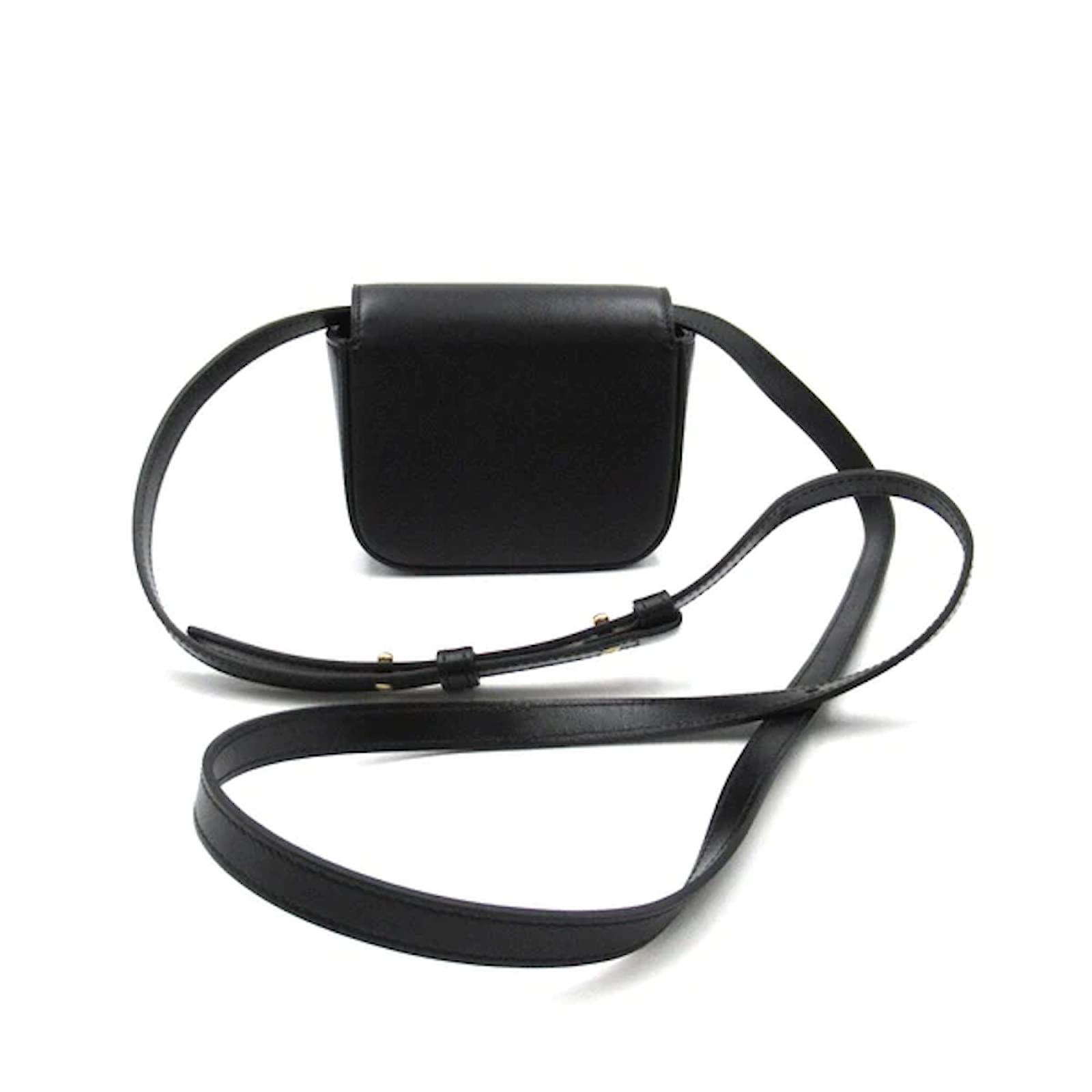 Céline Leather Mini Triomphe Bag Black Pony-style calfskin ref.1118805 ...