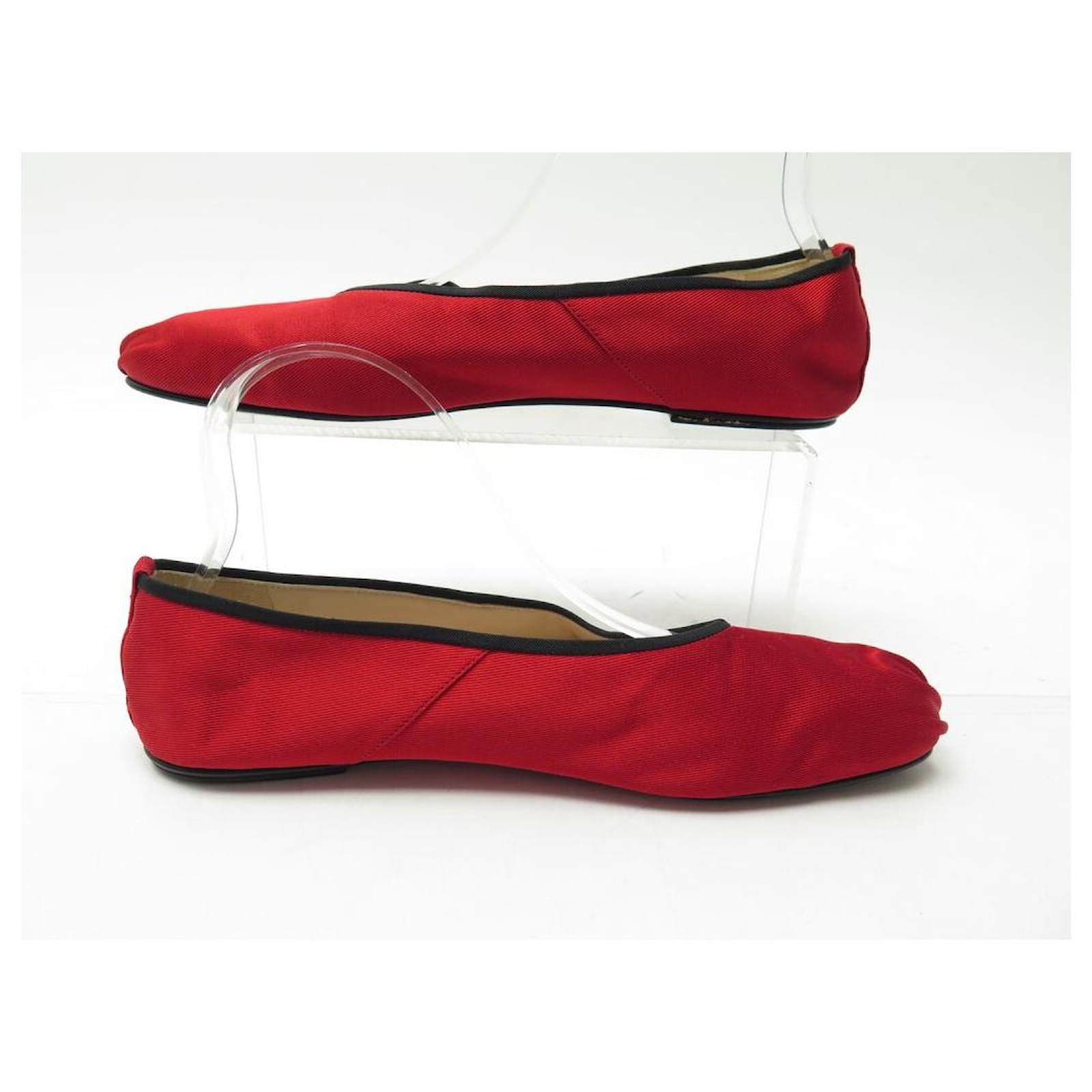 THE ROW SHOES BALLET FLATS 1139 39 RED FABRIC FLATS BALLET SHOES Cloth ...