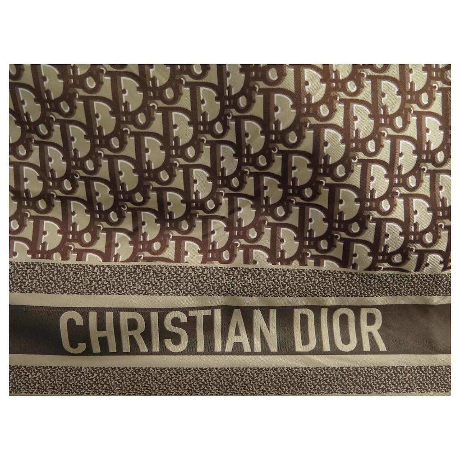 Christian Dior DIOR SQUARE SCARF 70 OBLIQUE MONOGRAM CANVAS WITH BROWN ...
