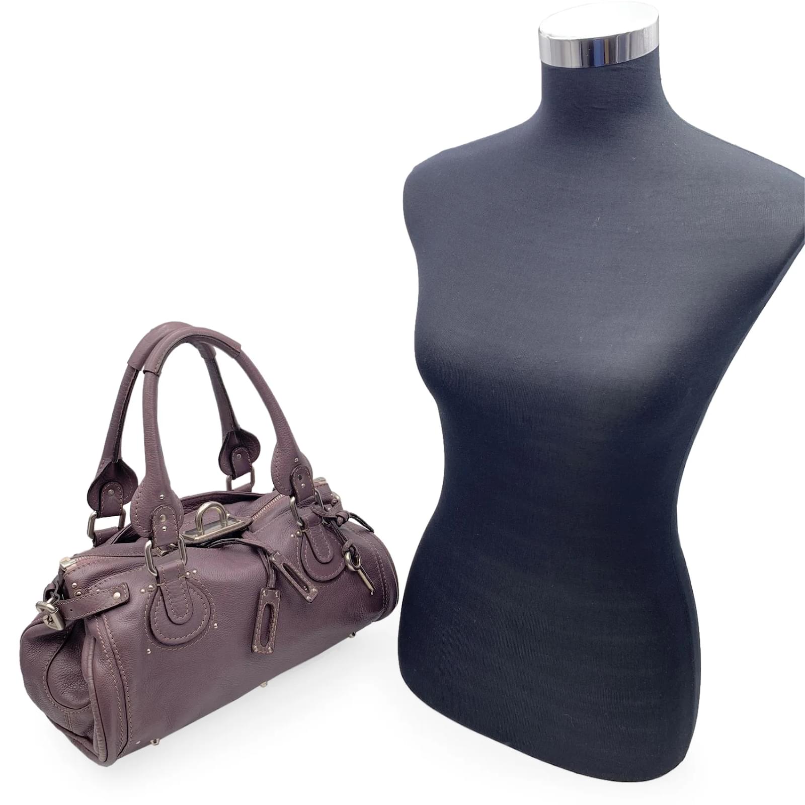 Chloé Purple Leather Paddington Tote Medium Satchel Handbag Chloé Purple Leather Paddington Tote Medium Satchel Handbag