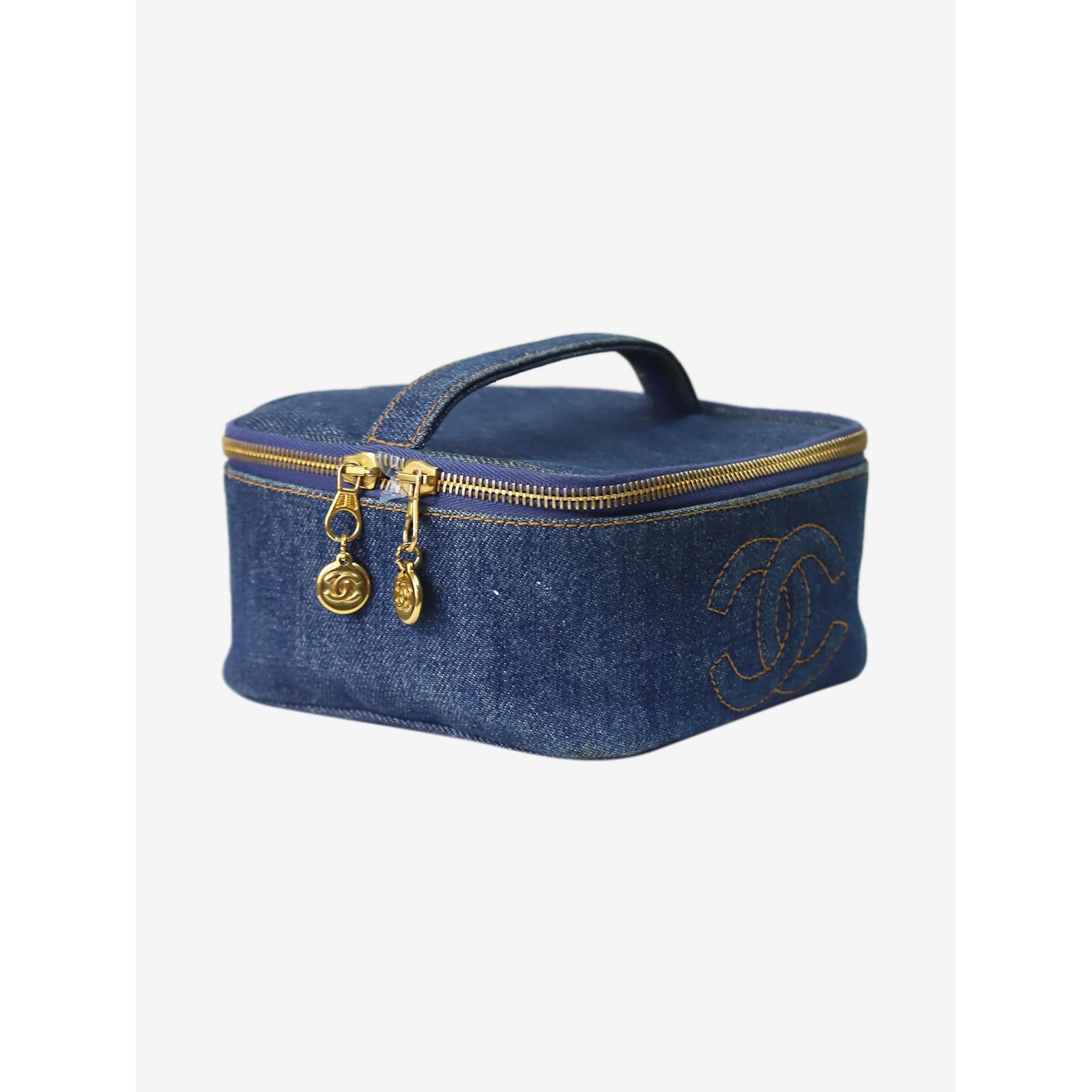 Chanel Blue 1996 CC mark stitch vanity bag Denim ref.1201232 - Joli Closet