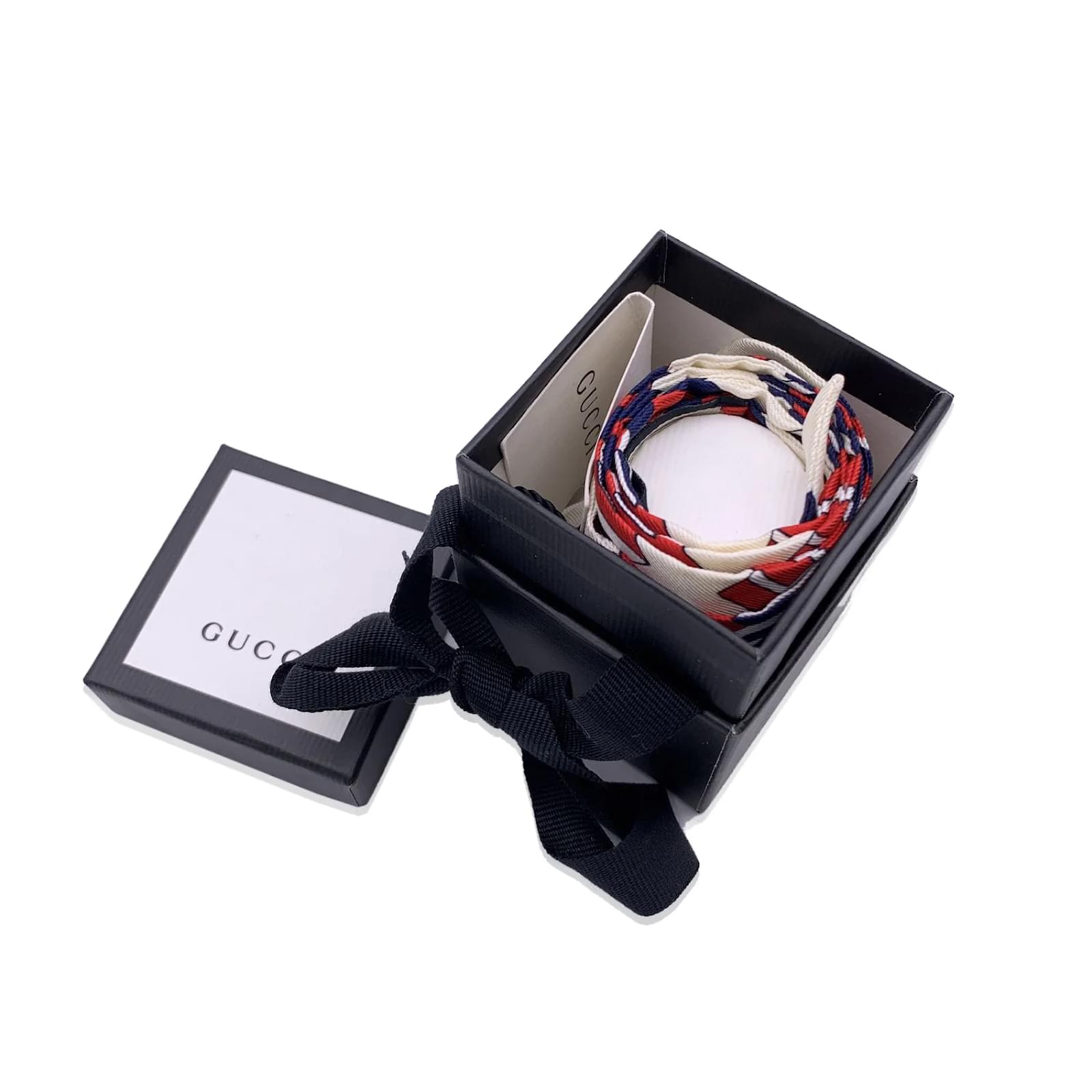 Gucci Blue White Red Silk CO Cubis Print Twilly Scarf Multiple colors ...