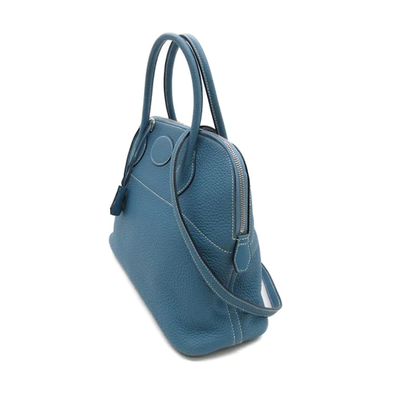 Hermès Clemence Bolide 31 Blue Leather Pony-style calfskin ref.1206904 ...
