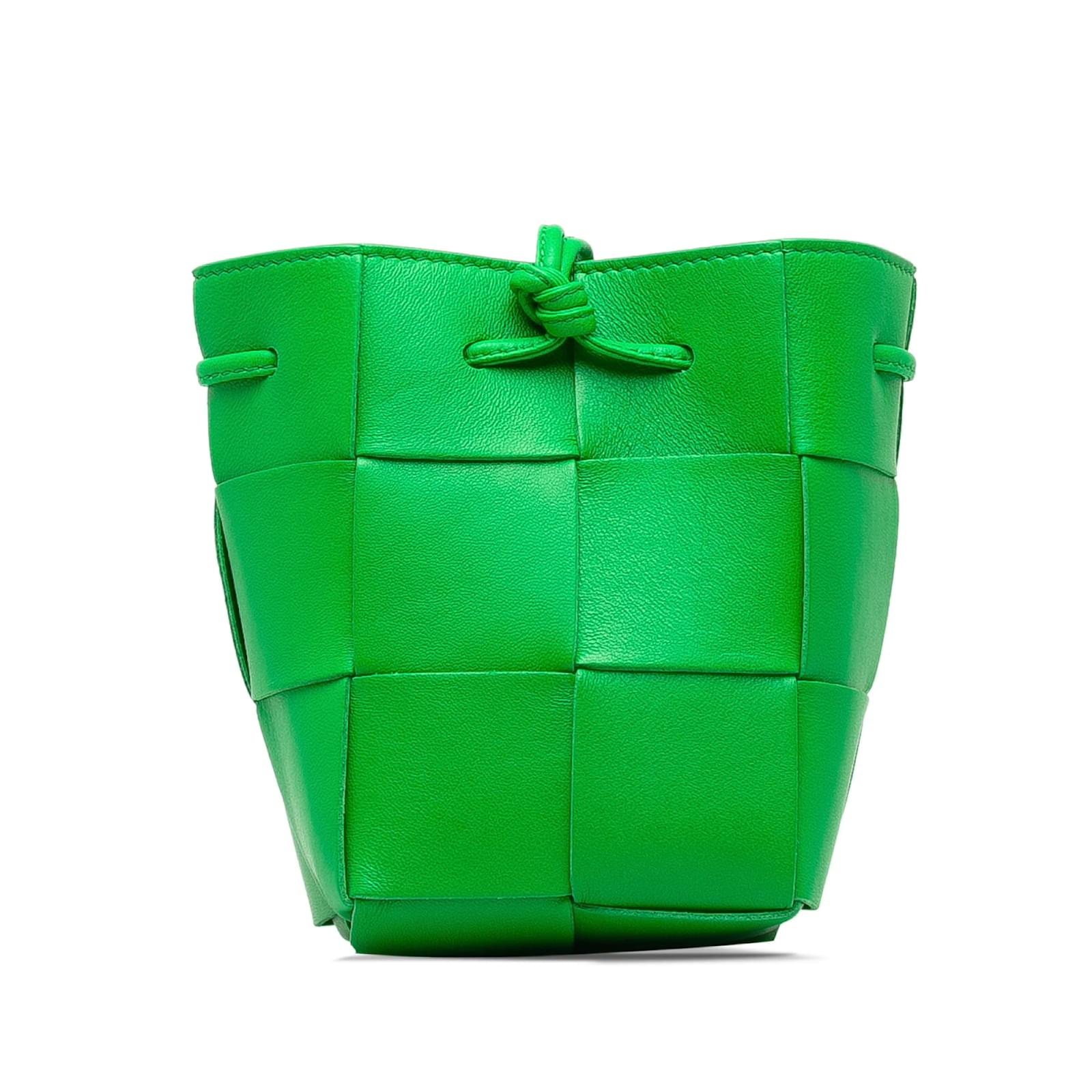 Green Bottega Veneta Mini Intrecciato Cassette Bucket Bag Leather ref ...