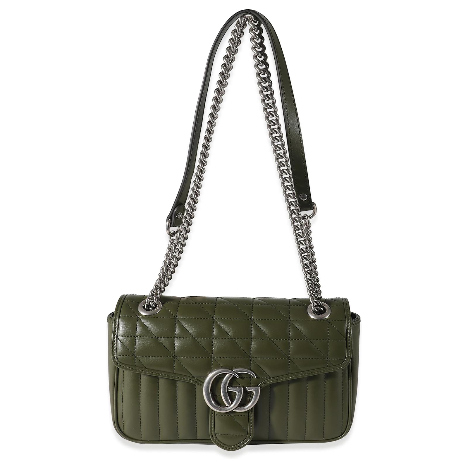 Gucci Forest Green Calfskin Aria GG Small Marmont Bag Leather ref ...