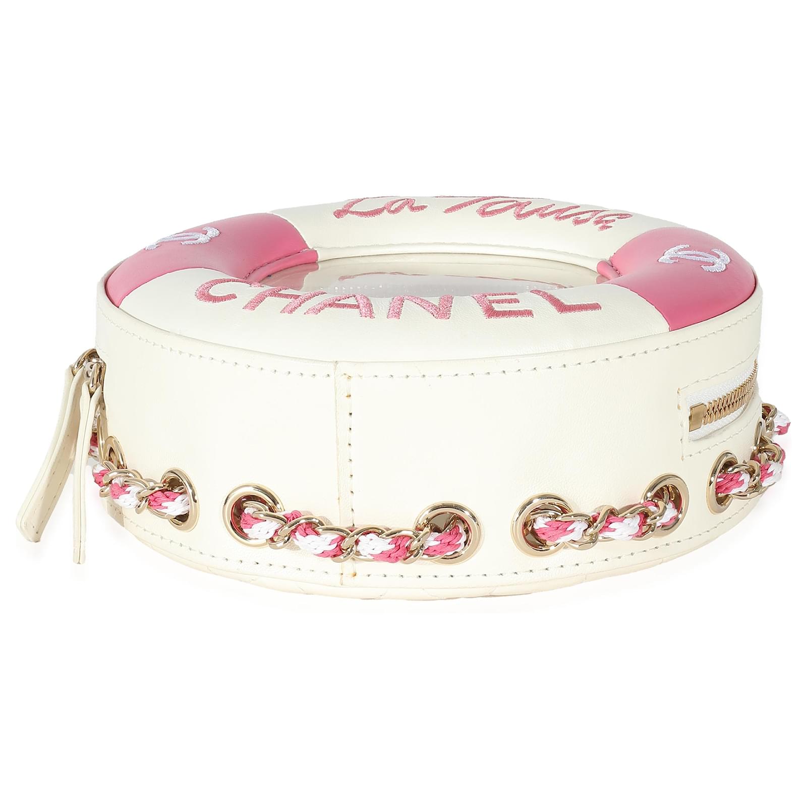 Chanel Pink White Lambskin PVC Round Coco Lifesaver Leather ref.1216750 ...