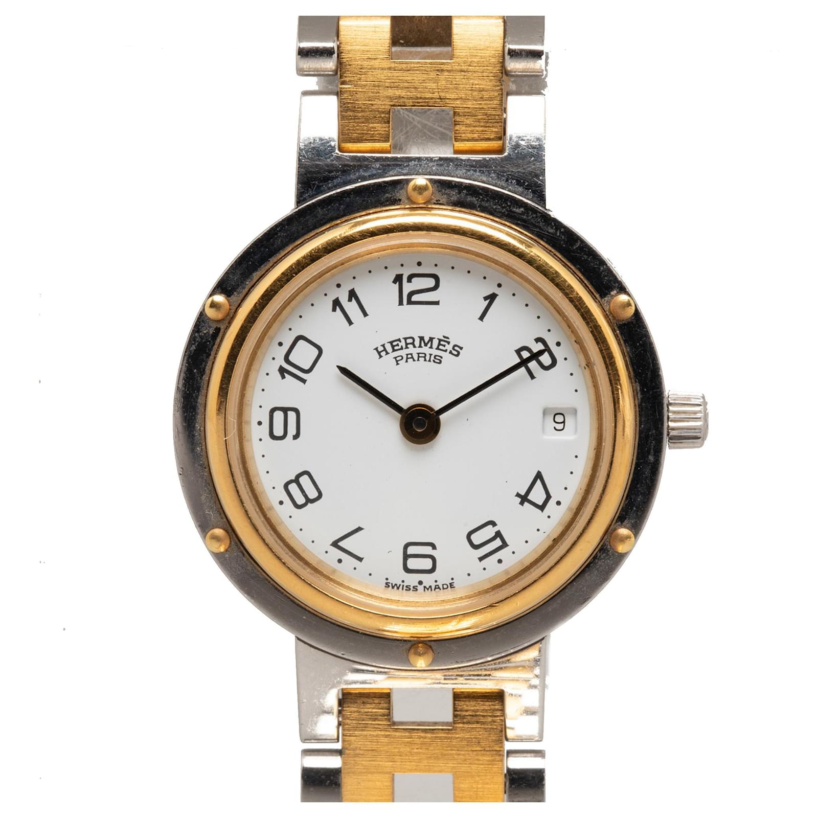 Hermès Hermes Gold Two-Tone Clipper Watch Golden Steel Metal ref ...
