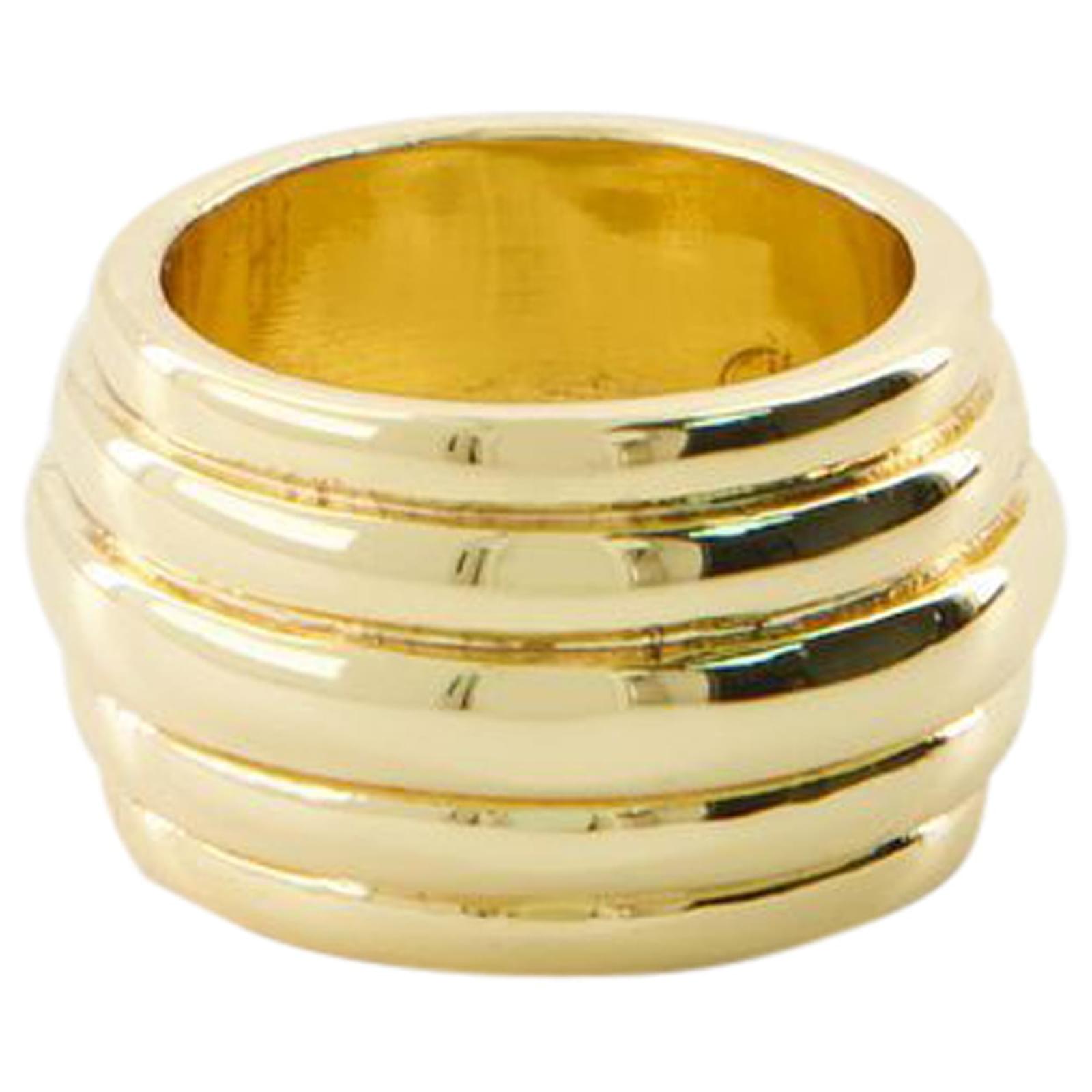 Chunky Ribbed Ring Gold Ring - ANINE BING - 14k Gold Plated Brass ...
