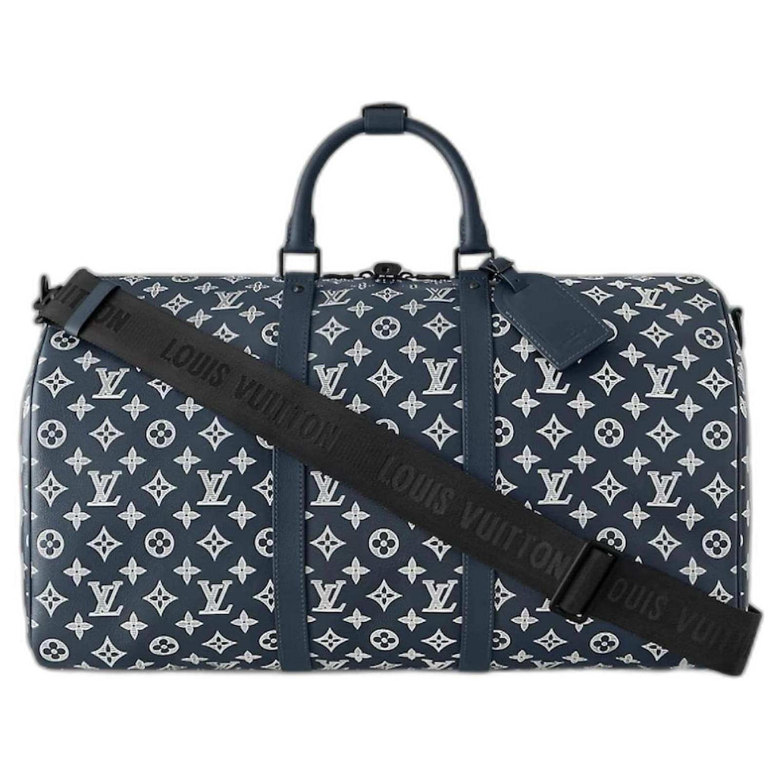 Louis Vuitton Lv keepall 50 leather blue ref.1251031 - Joli Closet