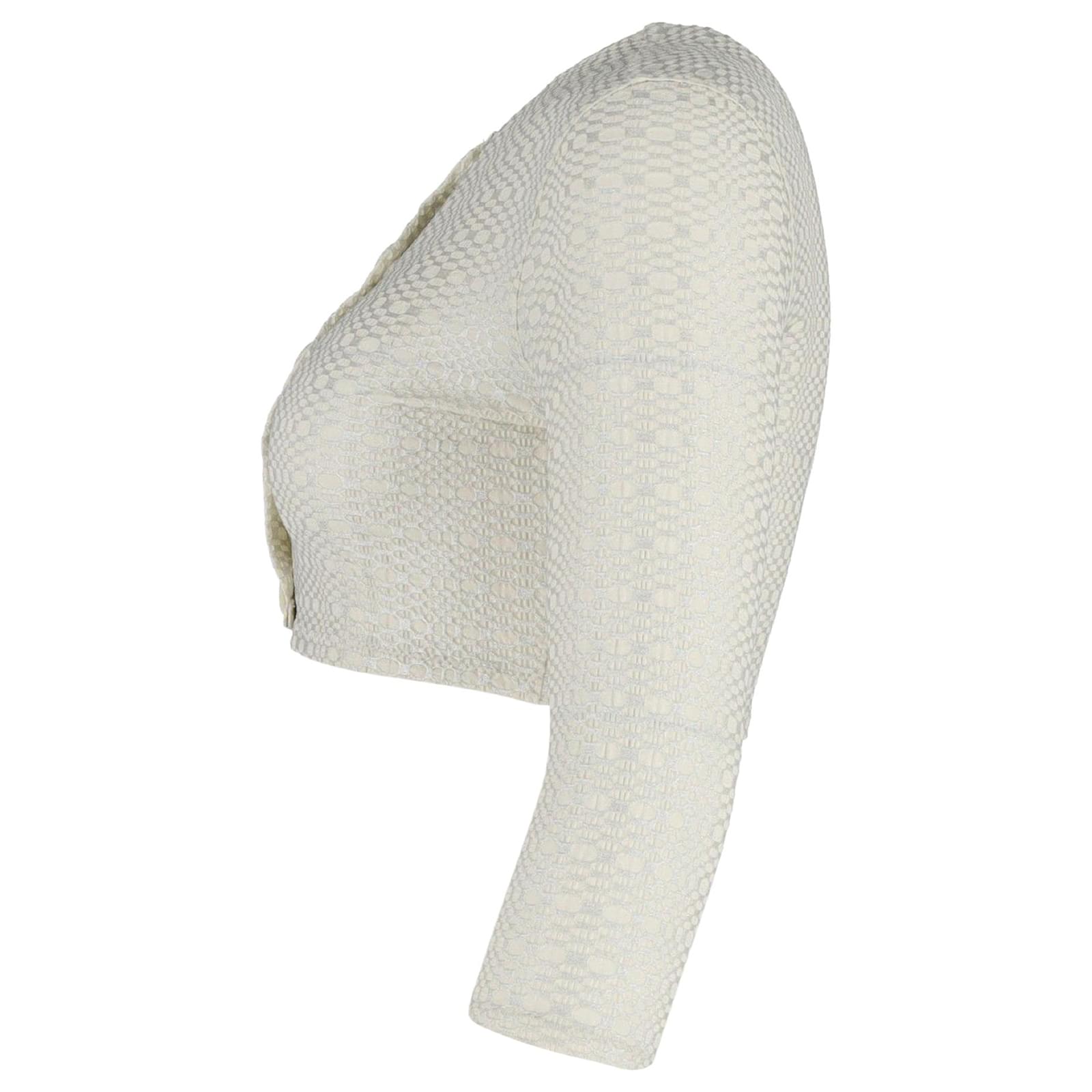 Lisa Marie Fernandez Cropped Cardigan in Cream Viscose White Polyester ...