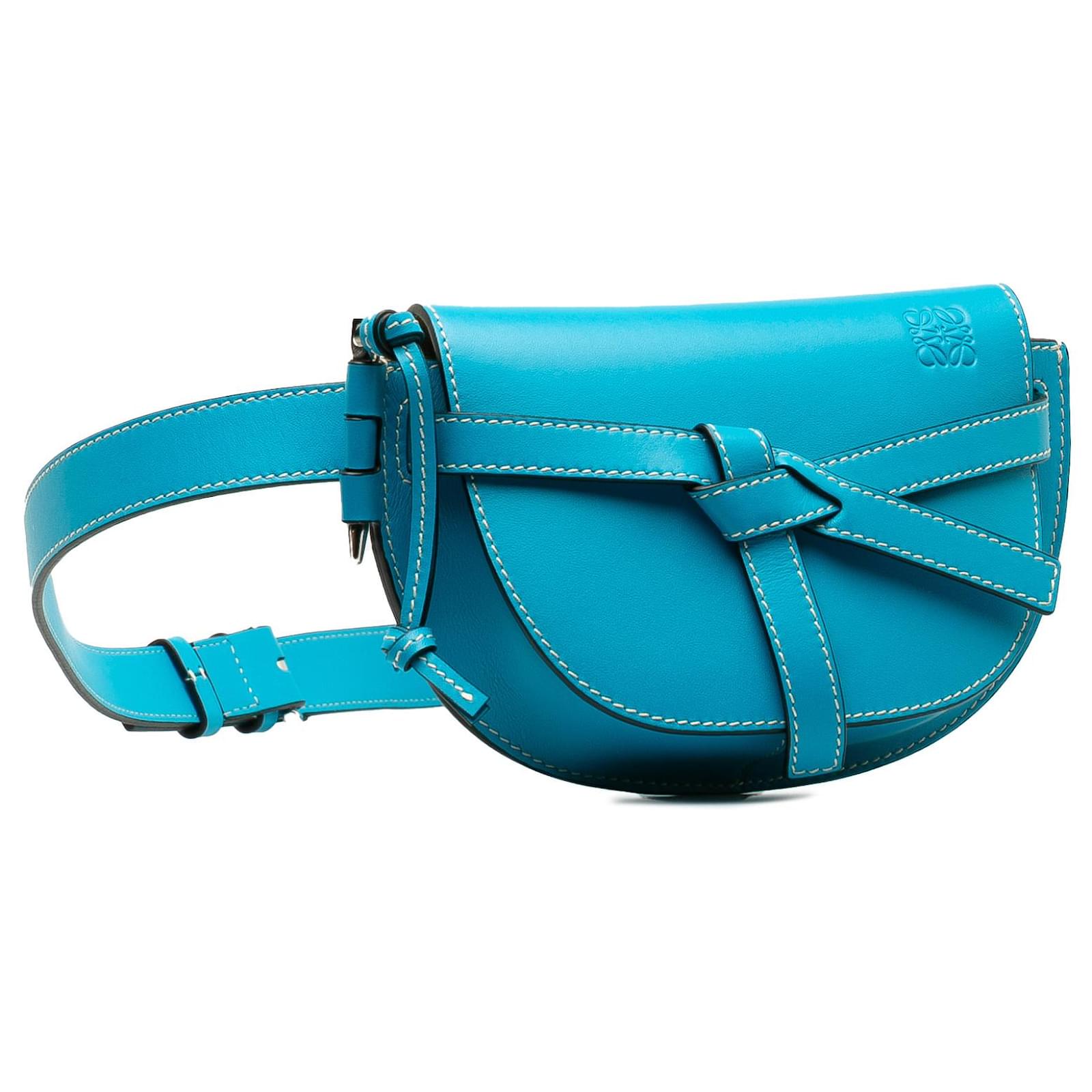 LOEWE Blue Mini Gate Belt Bag Leather Pony-style calfskin ref.1318158 ...