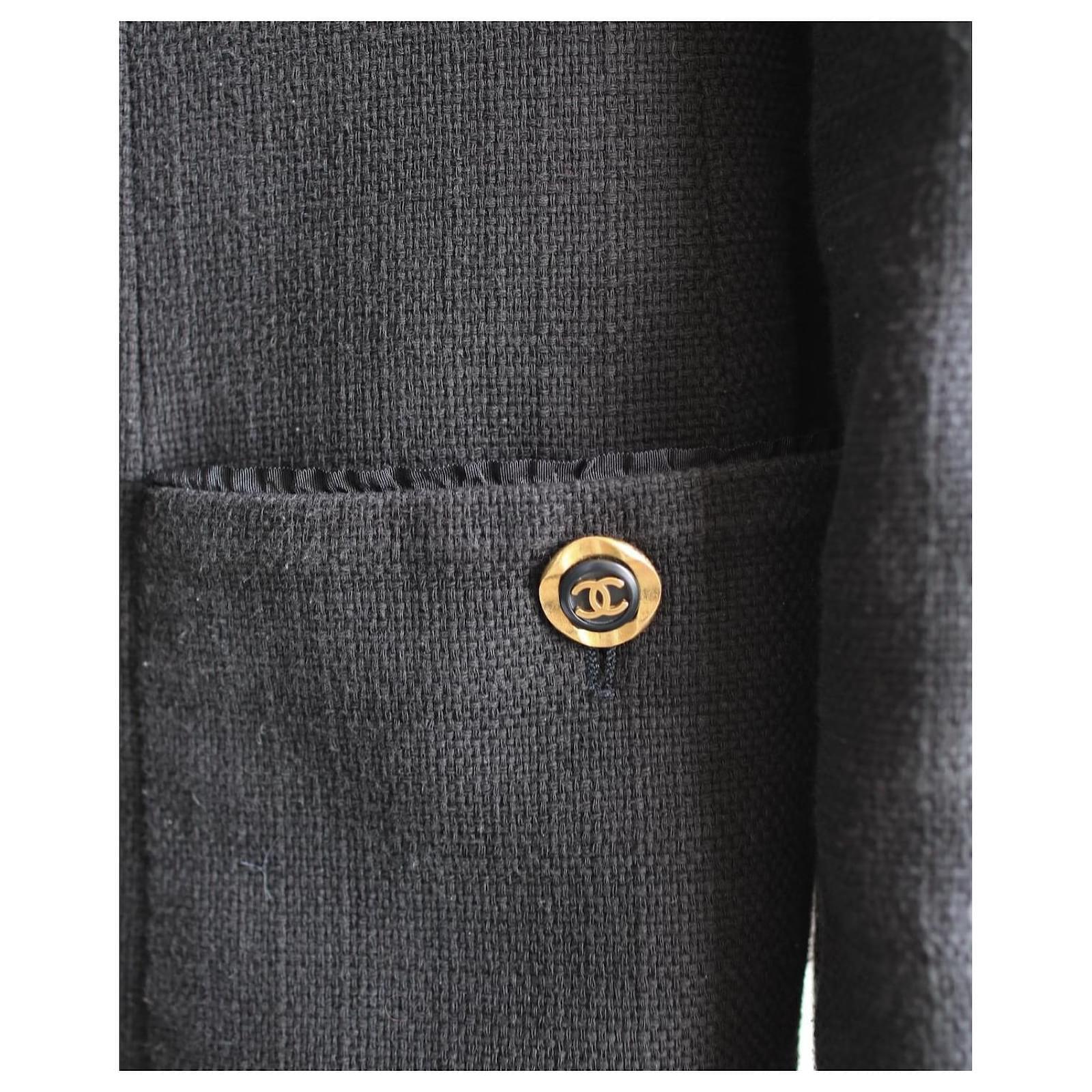 Cambon Chanel Vintage 94 CC button Jacket Black Cotton ref.1335618 ...