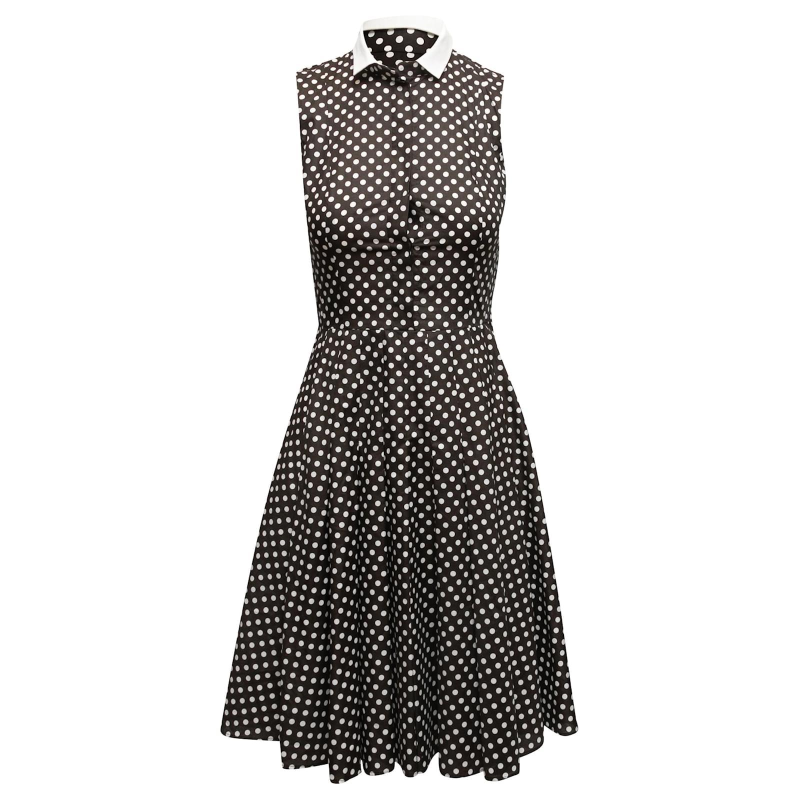 Black & White Akris Polka Dot A-Line Dress Size US 4 Synthetic ref ...