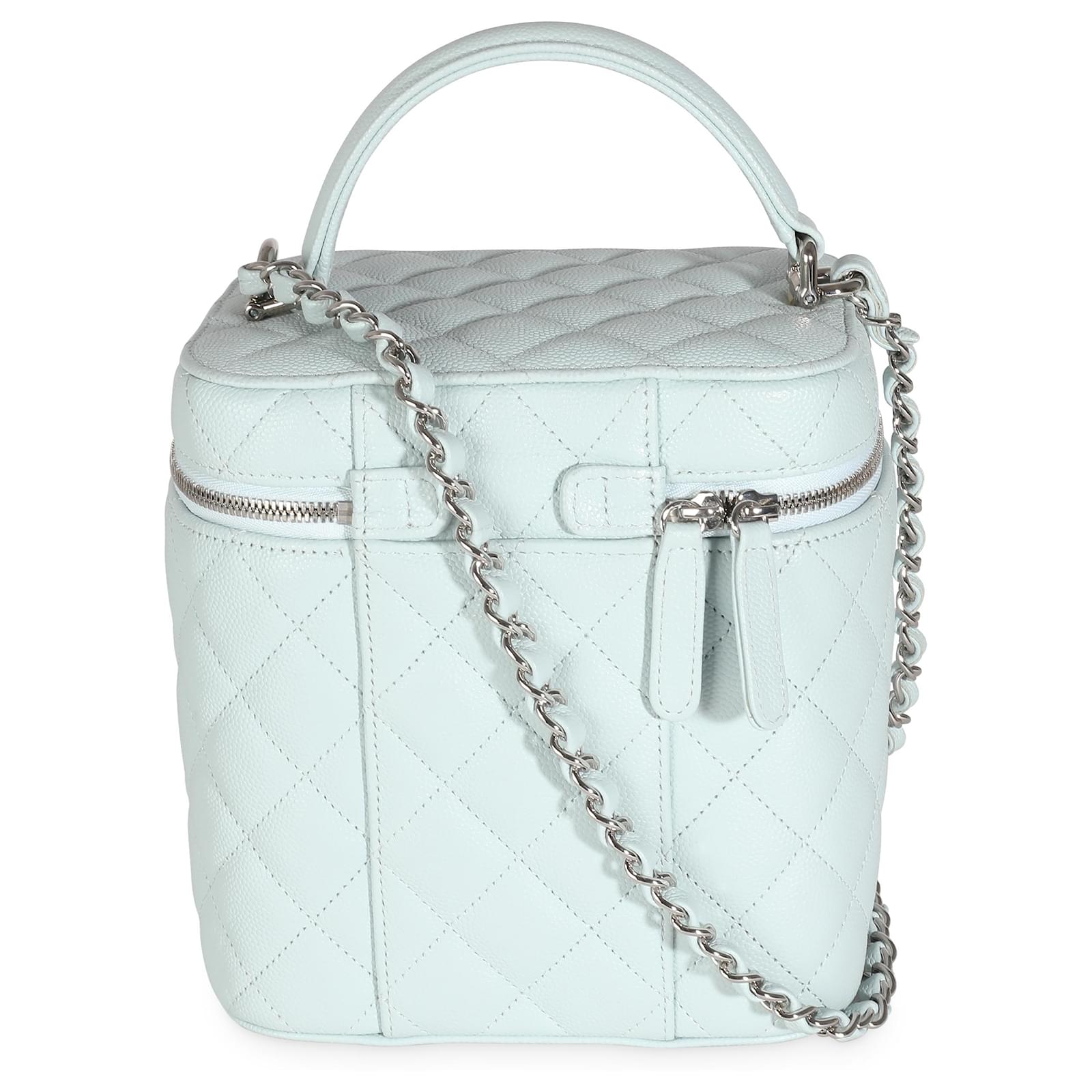 Chanel Blue Quilted Caviar Top Handle Vanity Case Leather ref.1433310 ...