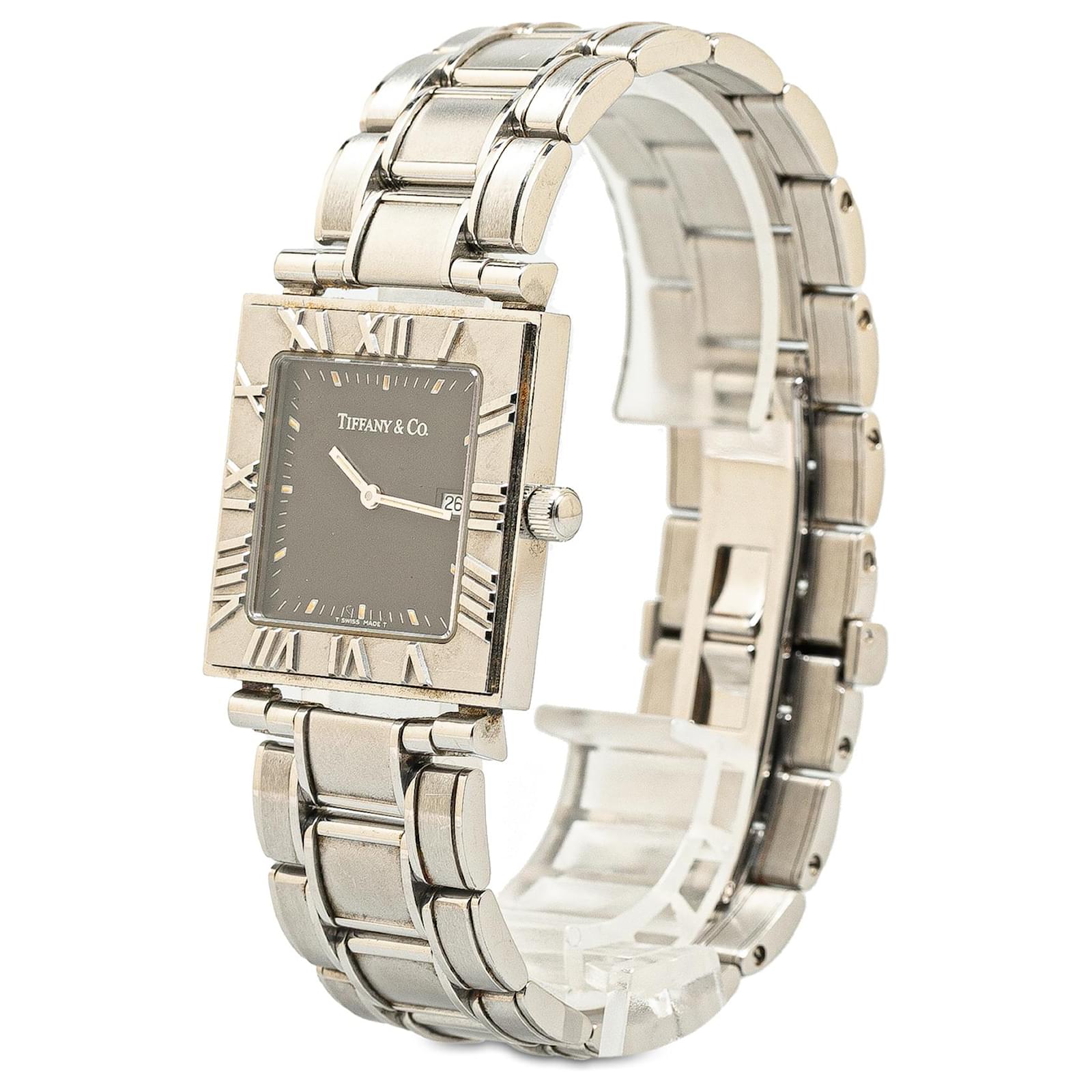Tiffany & Co Tiffany Silver Quartz Stainless Steel Atlas Square Watch ...