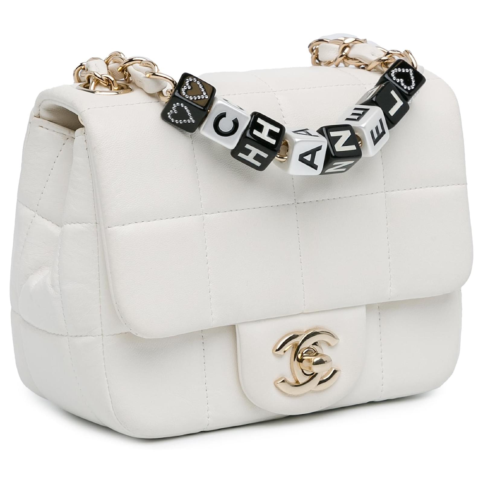 White Chanel Mini Lambskin Monacoco Flap Crossbody Bag Leather ref ...