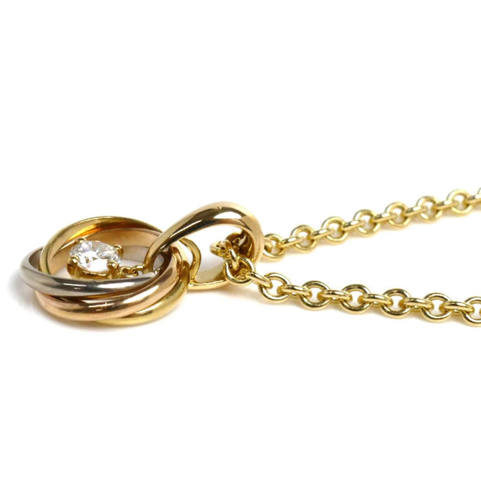 Cartier K18 Trinity Diamond Necklace White gold Yellow gold Pink gold ...