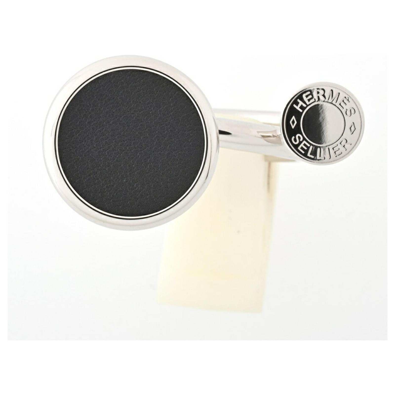 Hermès HERMES Cor H Ring Metal #13 Black Silvery ref.1471702 - Joli Closet