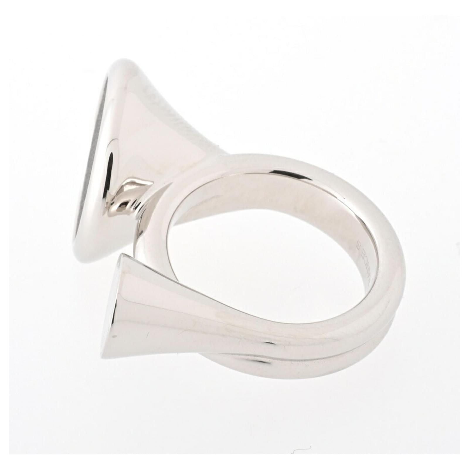Hermès HERMES Cor H Ring Metal #13 Black Silvery ref.1471702 - Joli Closet