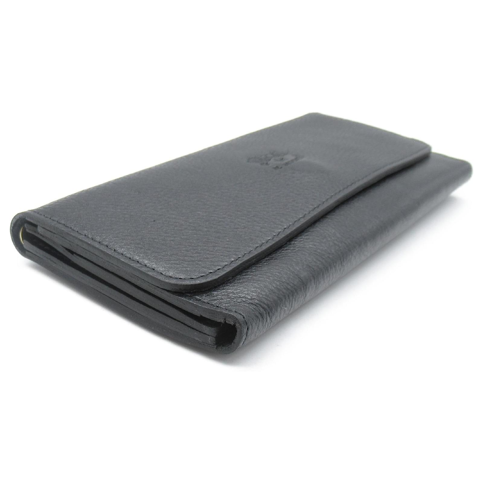Il Bisonte Black Leather Tri-Fold Long Wallet ref.1506170 - Joli Closet