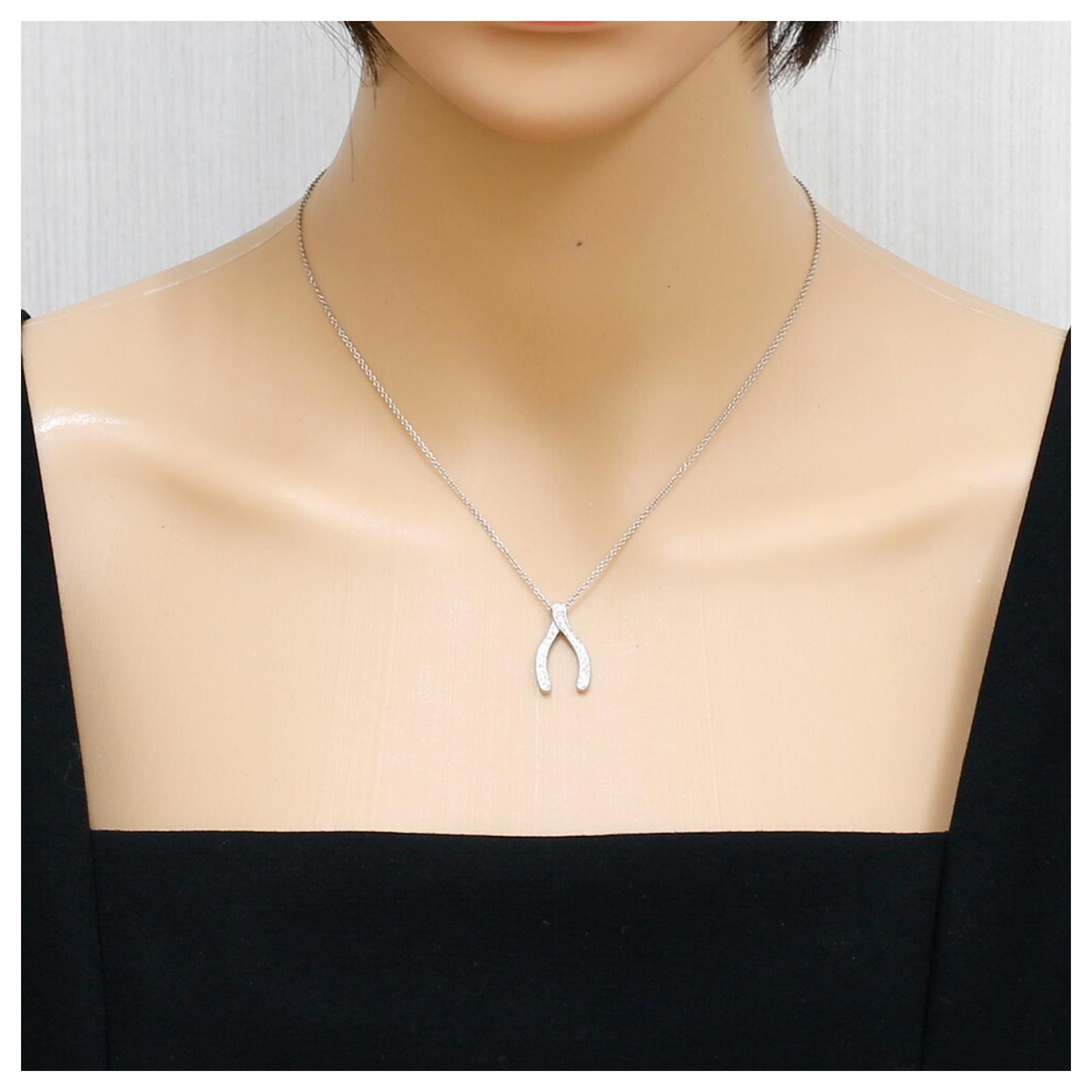 Tiffany & Co Tiffany Wishbone Necklace in Platinum and Diamond (Sold ...