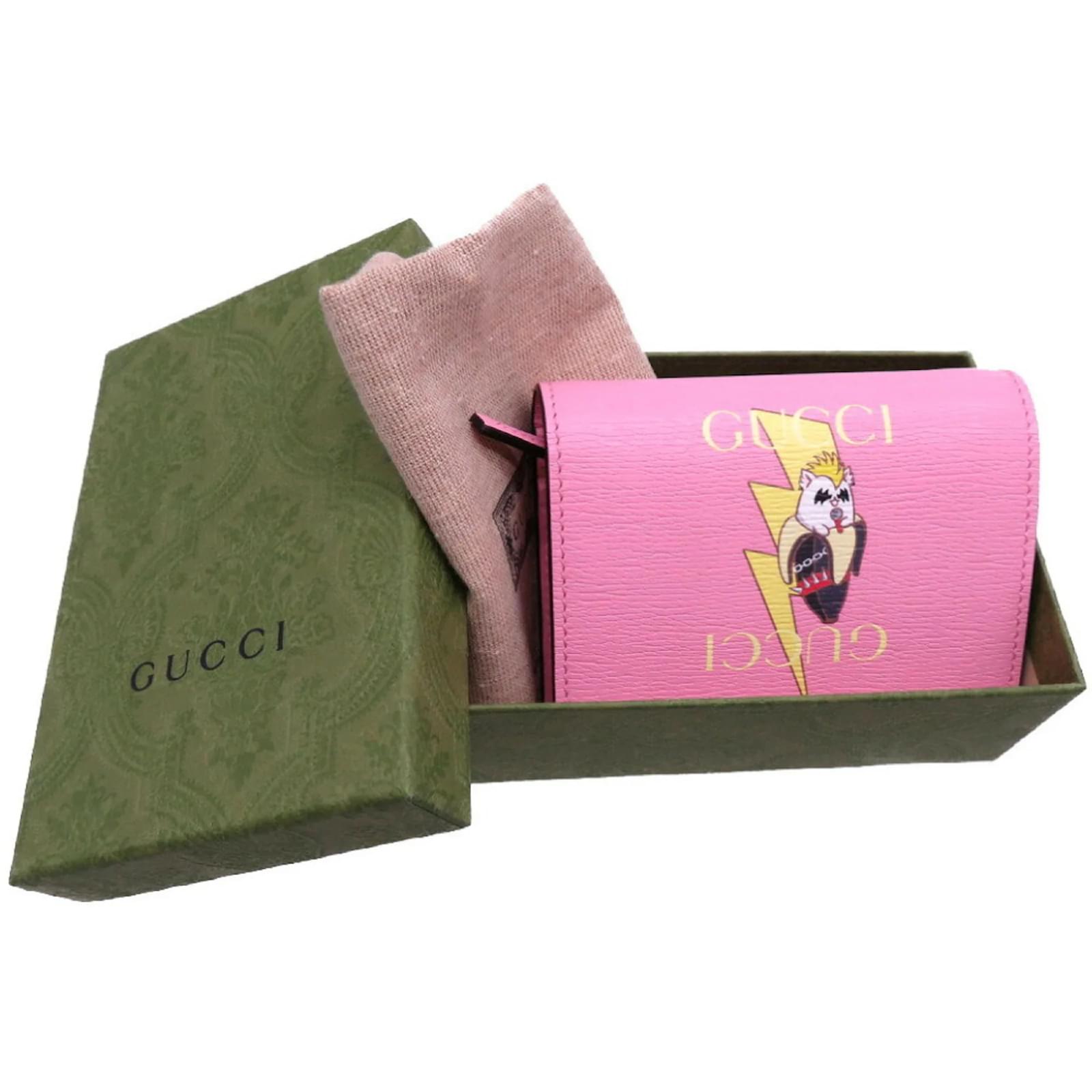 Gucci Bananya Banana Bifold Wallet Pink Leather ref.1507028 - Joli Closet