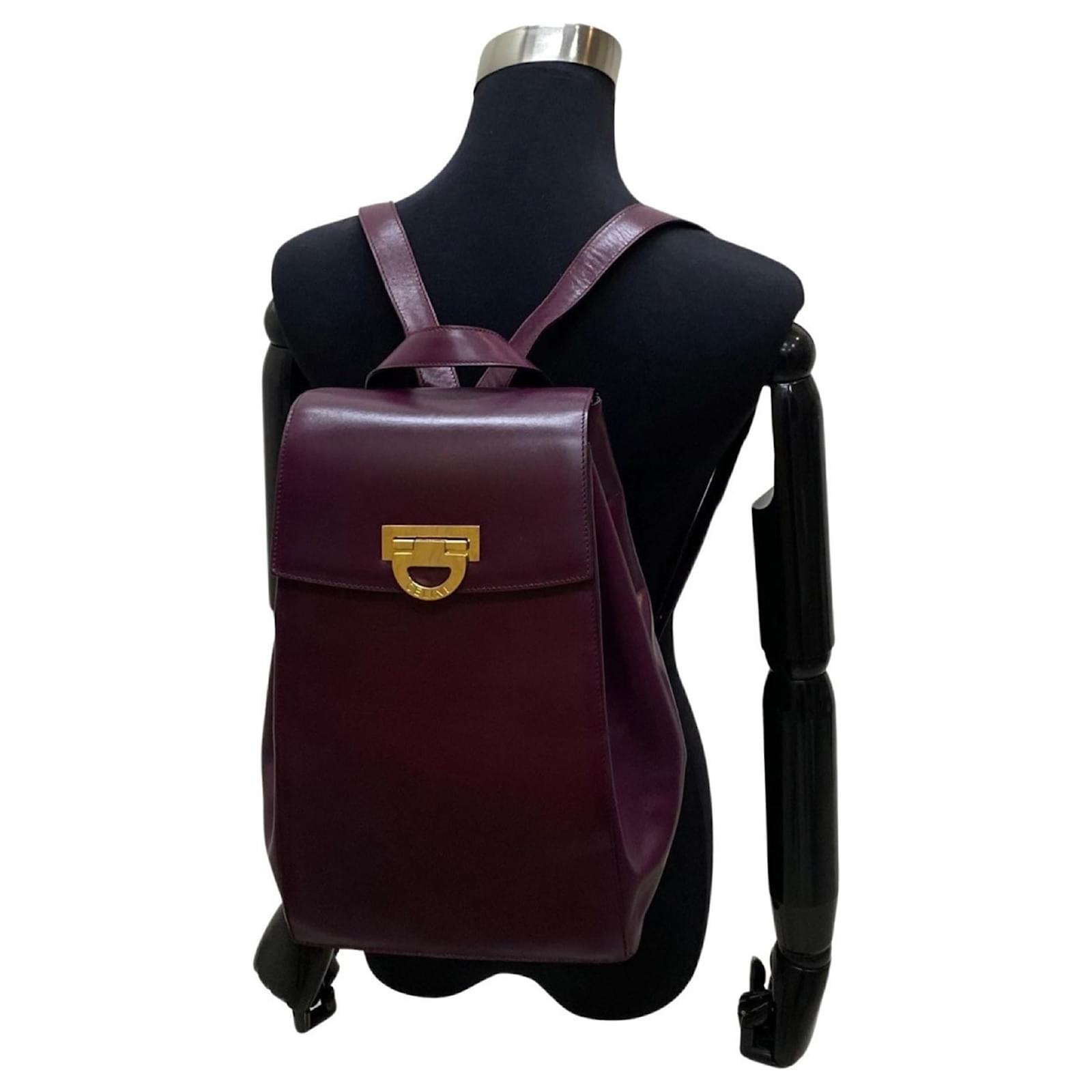 Céline Celine Vintage Logo Leather Backpack Purple ref.1508380 - Joli ...