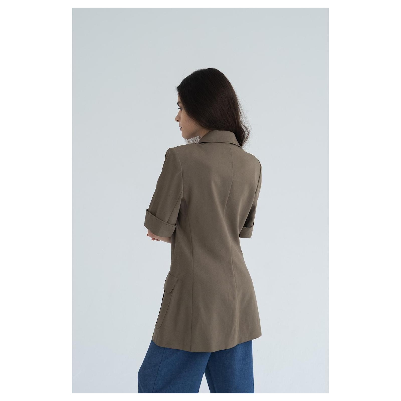 Yves Saint Laurent YSL 1997 Safari Short Sleeve Jacket Olive green Wool ...