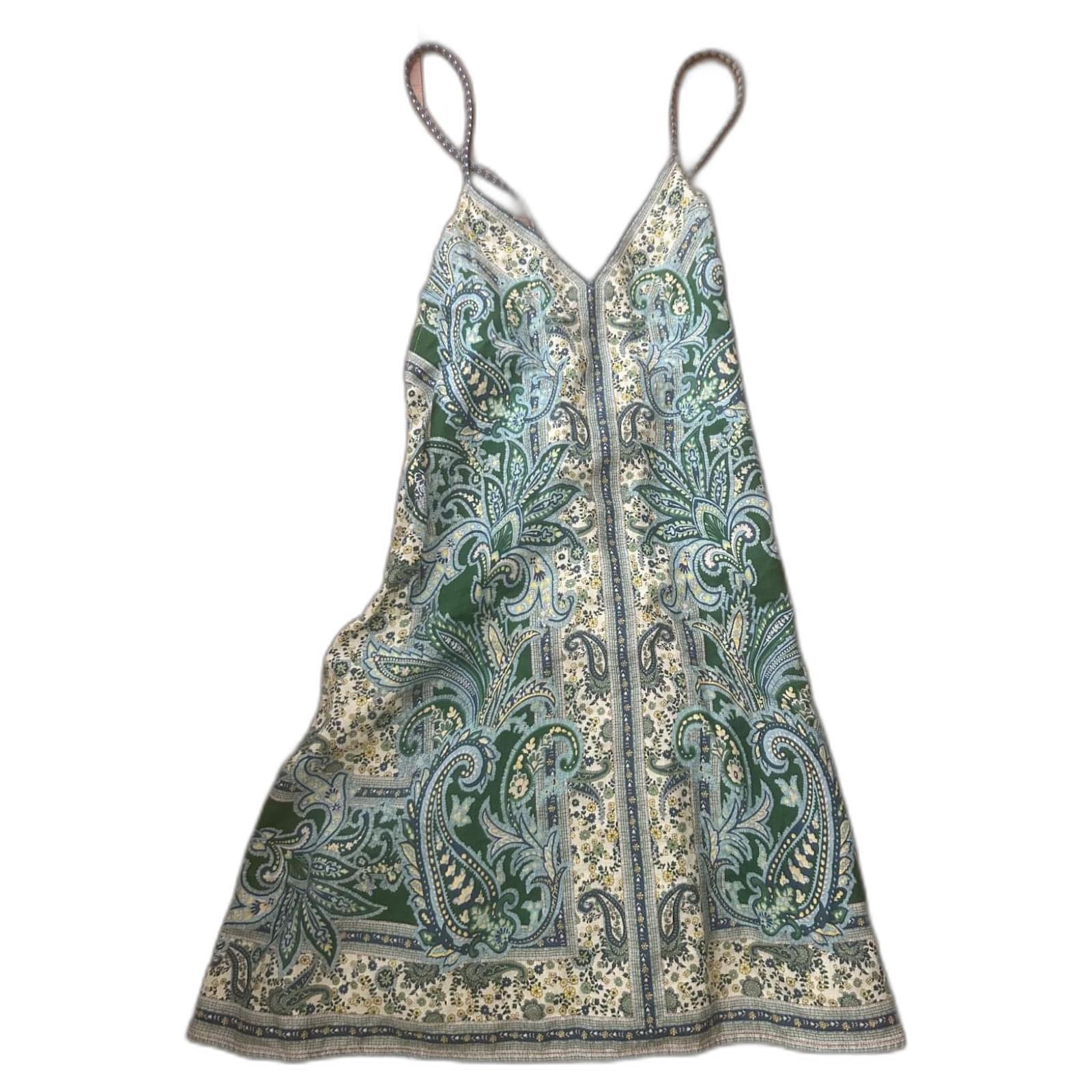 Zimmermann Ottie Swing paisley-print linen mini Dark green ref.1558940 ...