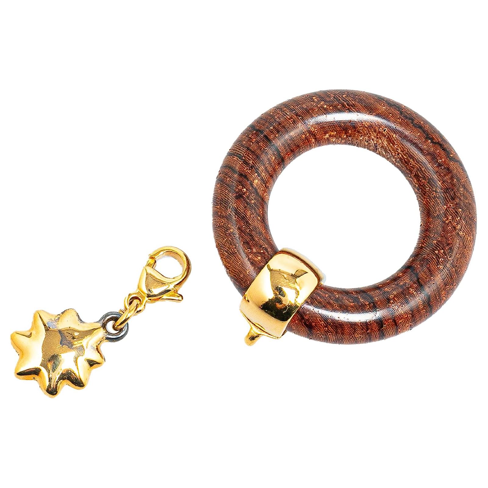 Brown Hermès Star Comet Wood Scarf Ring ref.1561085 - Joli Closet