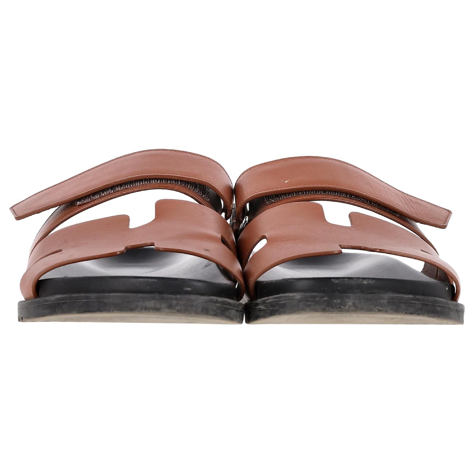 Hermès Chypre Sandals in Brown Leather Red ref.1565169 - Joli Closet