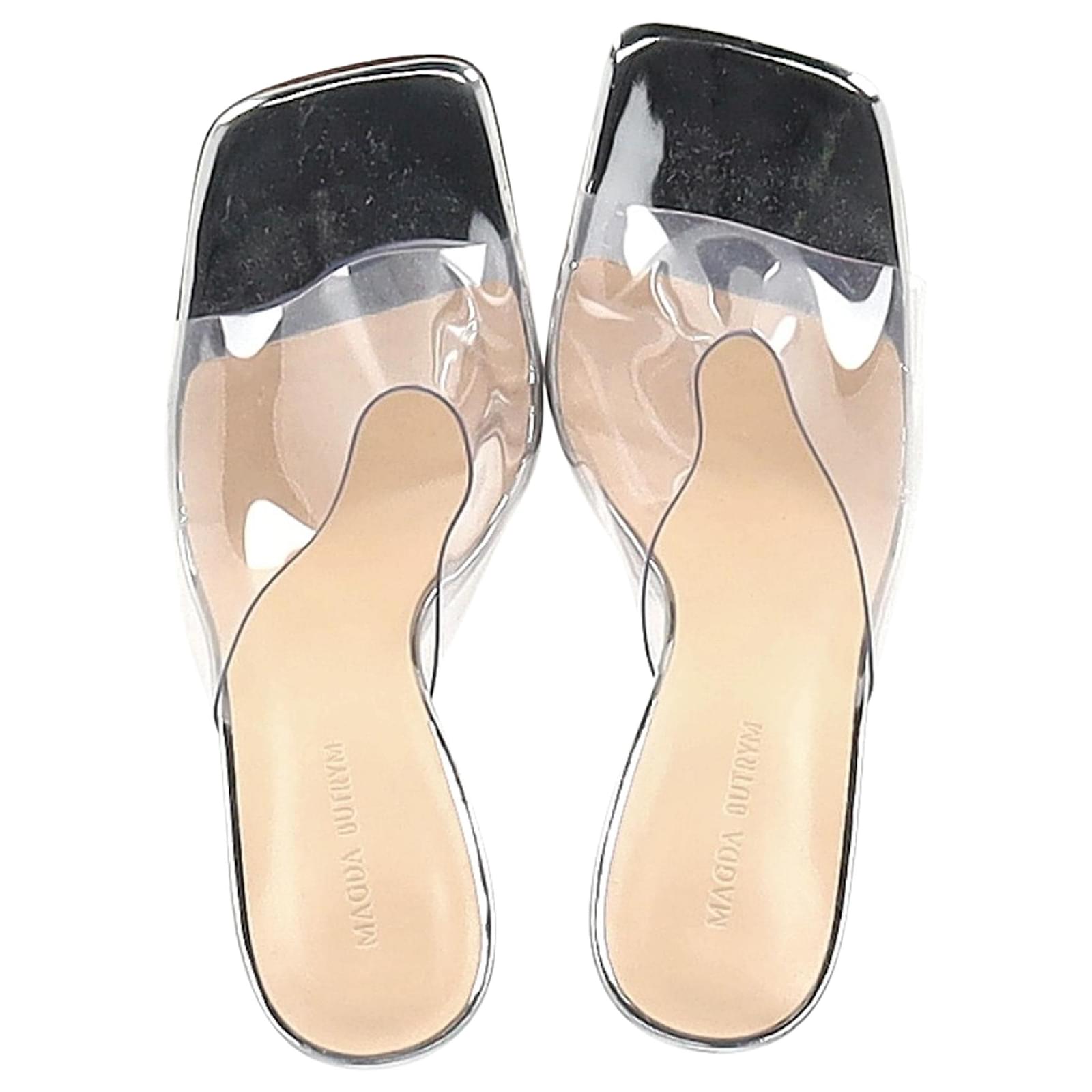 Magda Butrym Transparent Inverted Wedge Mules in Silver PVC Silvery ...