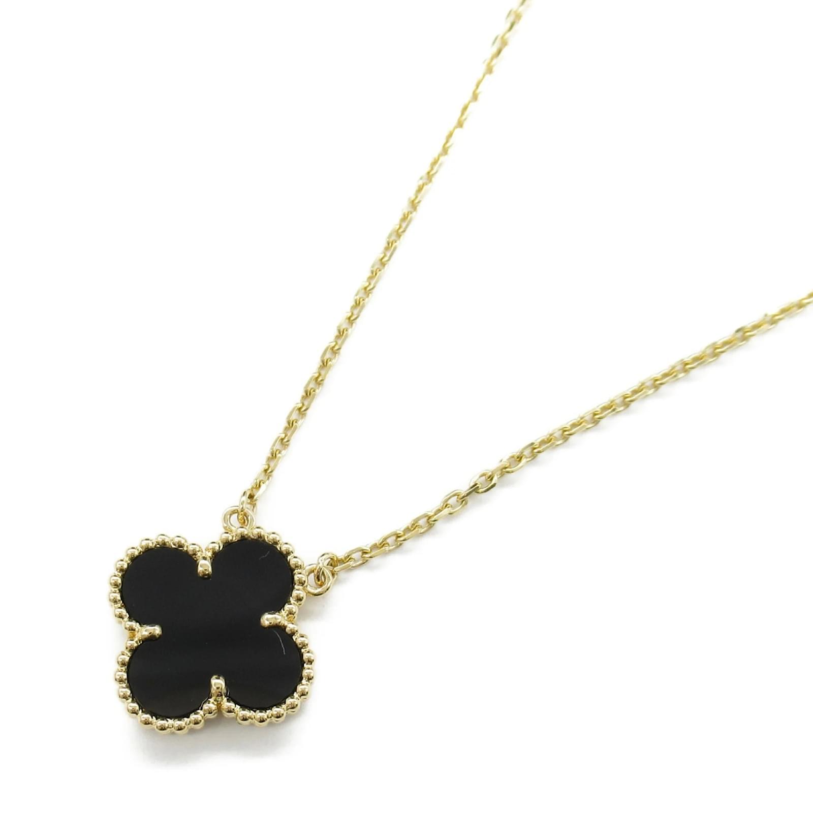Van Cleef & Arpels Alhambra Onyx Necklace Black Yellow gold ref.1577552 ...
