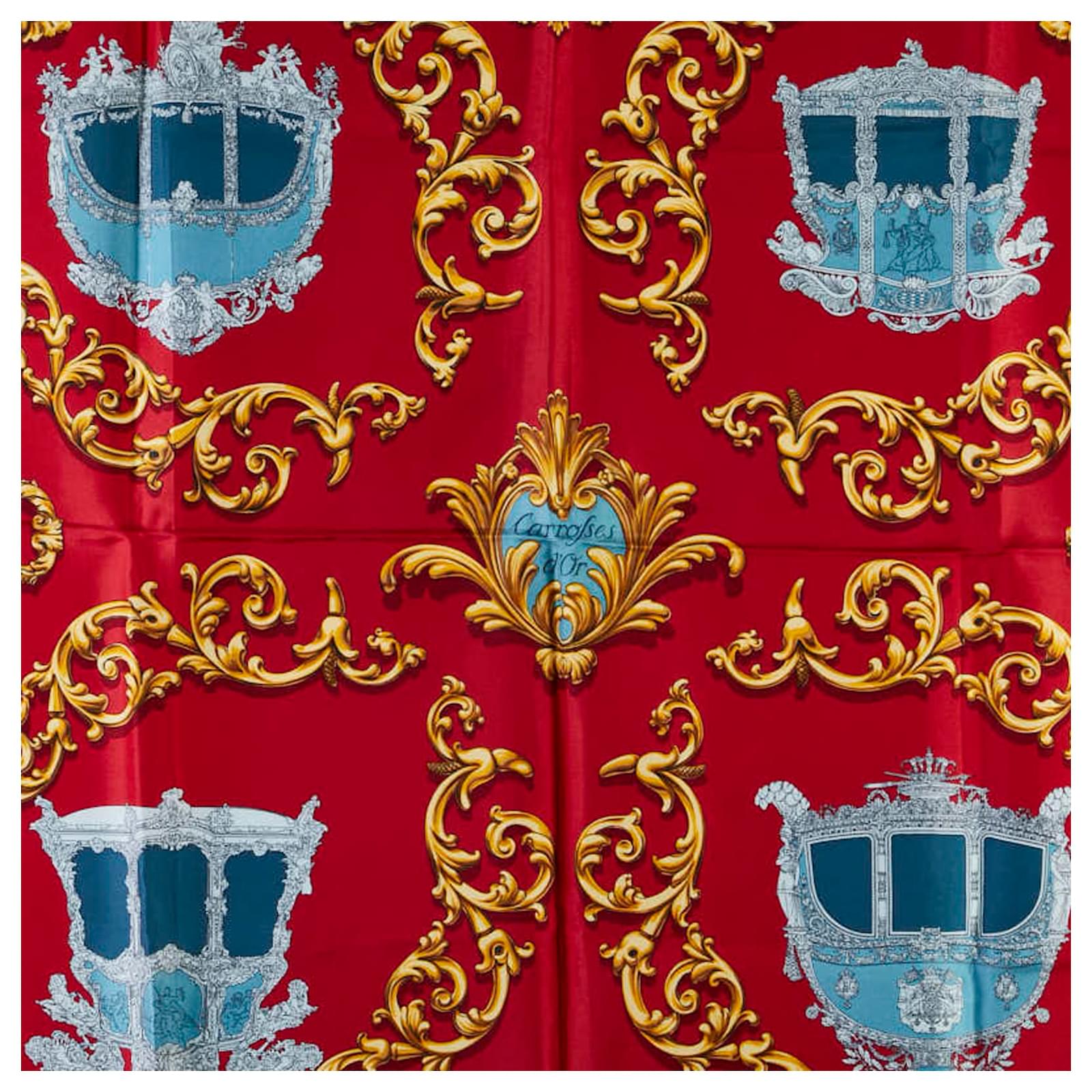 Hermès Hermes Carre 90 Carrosses d'Or Scarf Red Multiple colors Silk ...