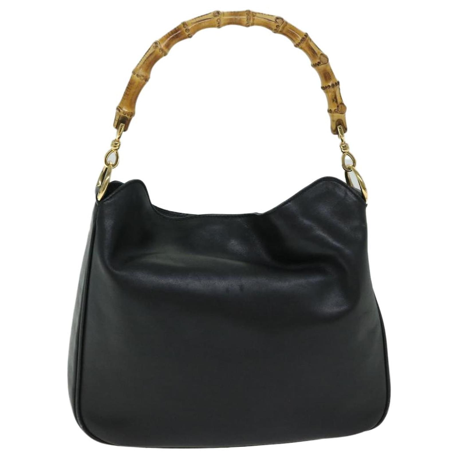 Gucci Bamboo Hand Bag Leather way Black ref.1586538 - Joli Closet