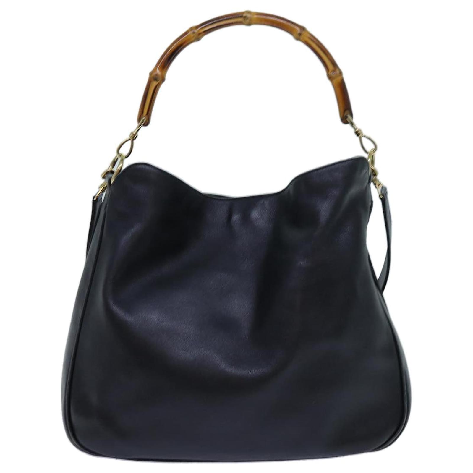 Gucci Bamboo Shoulder Bag Leather way Black ref.1586541 - Joli Closet