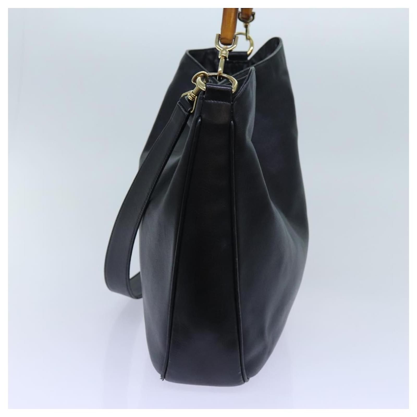 Gucci Bamboo Shoulder Bag Leather way Black ref.1586541 - Joli Closet