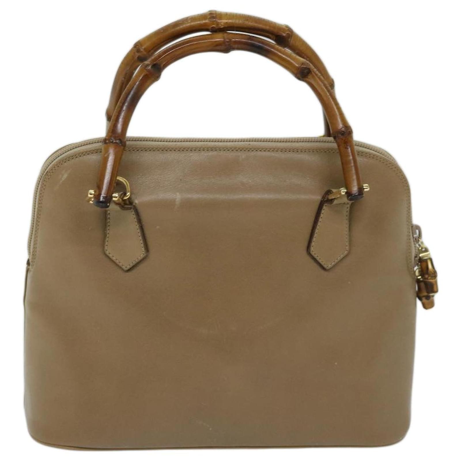 Gucci Bamboo Hand Bag Leather way Beige White ref.1586680 - Joli Closet