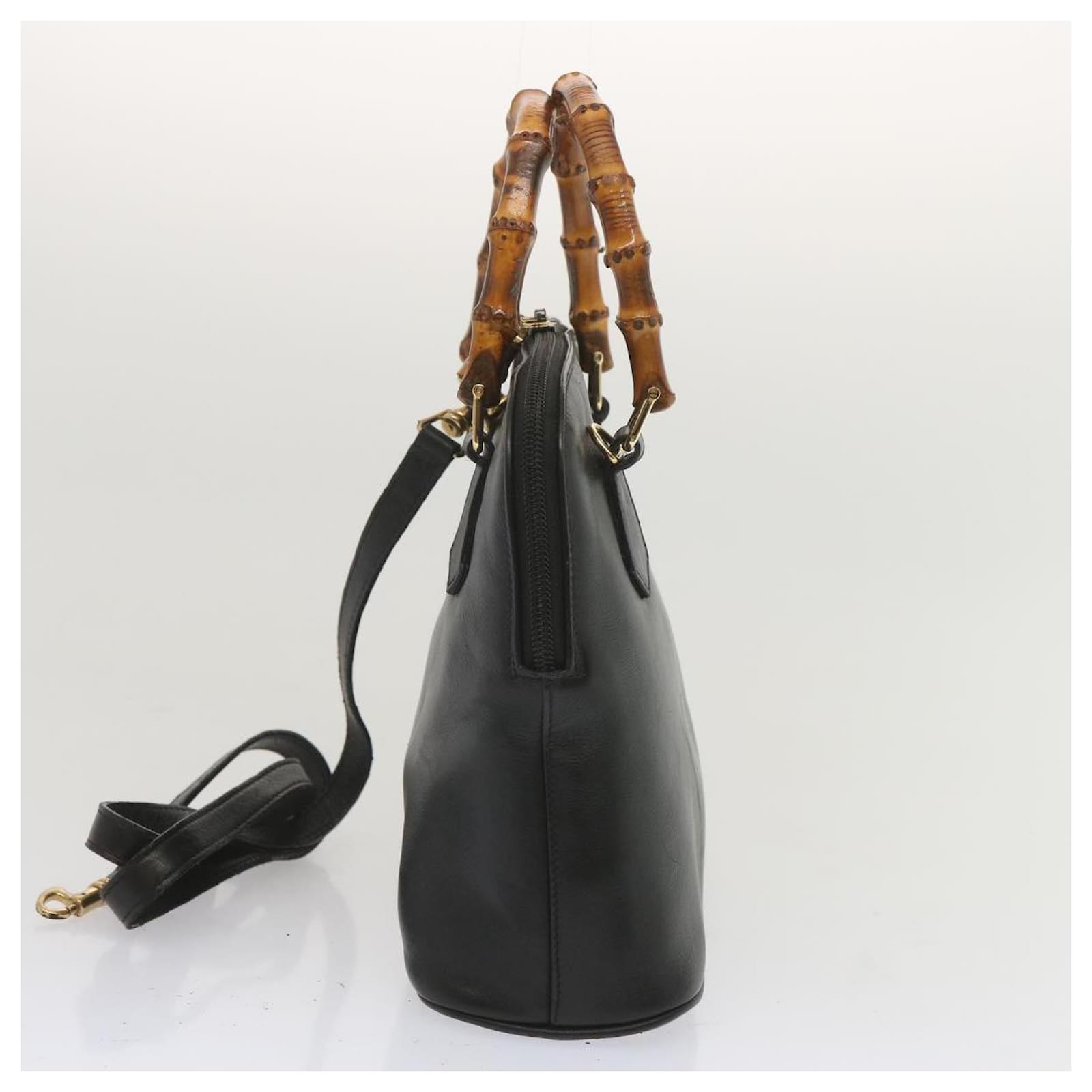 Gucci Bamboo Hand Bag Leather way Black ref.1586733 - Joli Closet