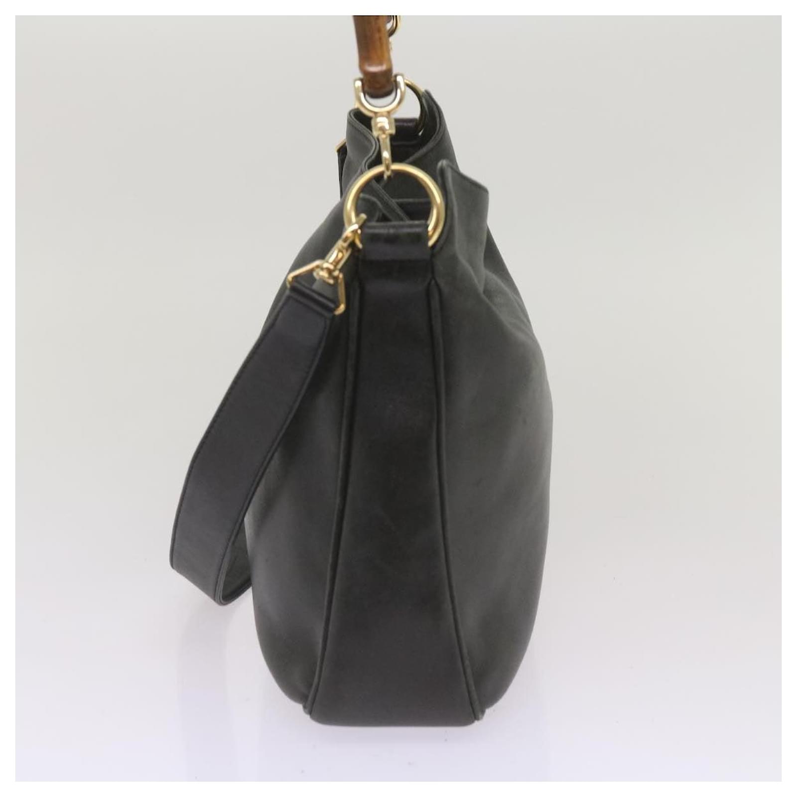 Gucci Bamboo Hand Bag Leather way Black ref.1586734 - Joli Closet