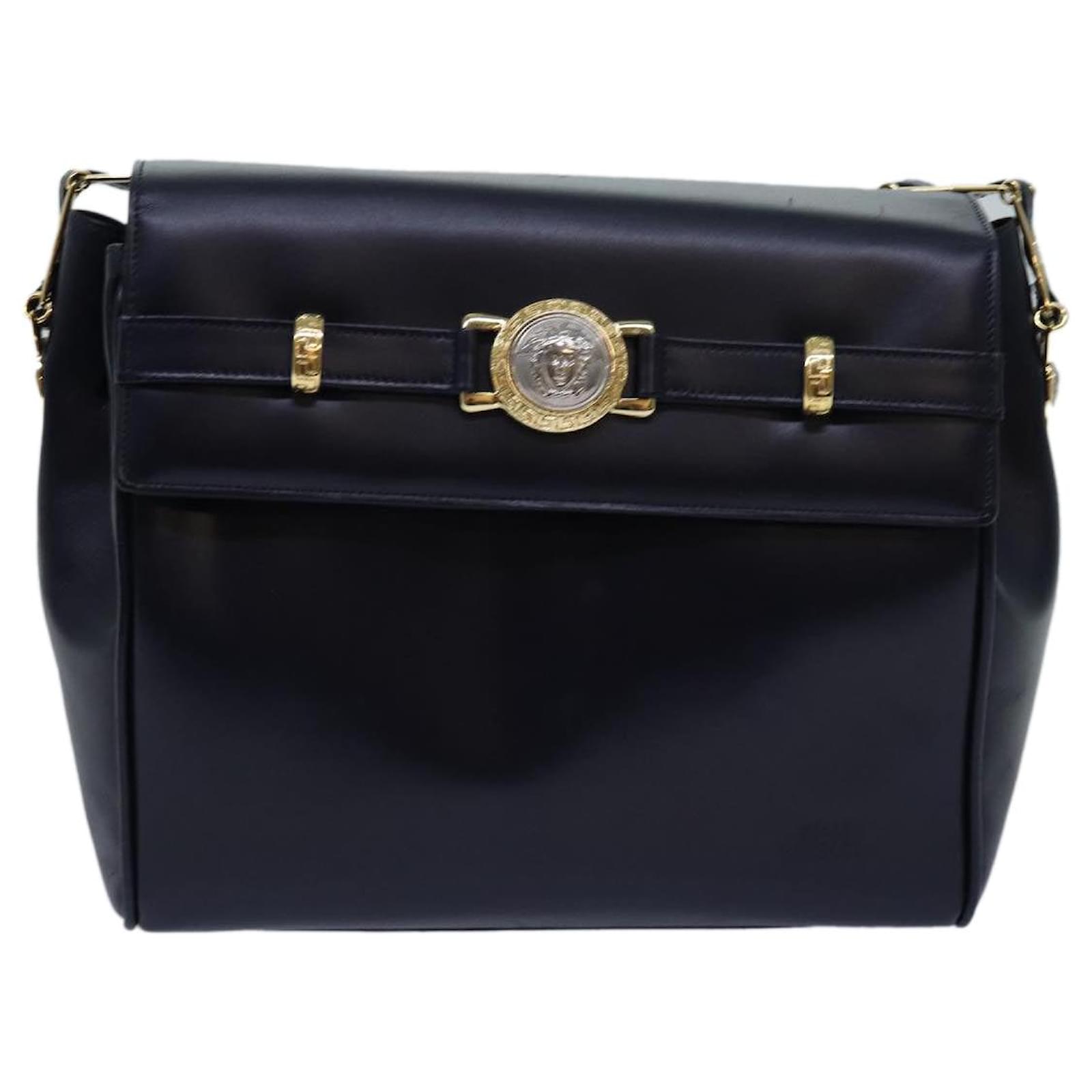 Gianni Versace Shoulder Bag Leather Navy Blue ref.1590269 - Joli Closet