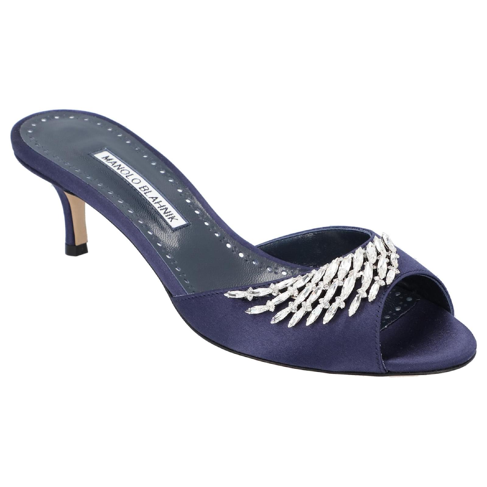 Manolo Blahnik Lumada Fabio 050 Mule Blue Silk ref.1594847 - Joli Closet