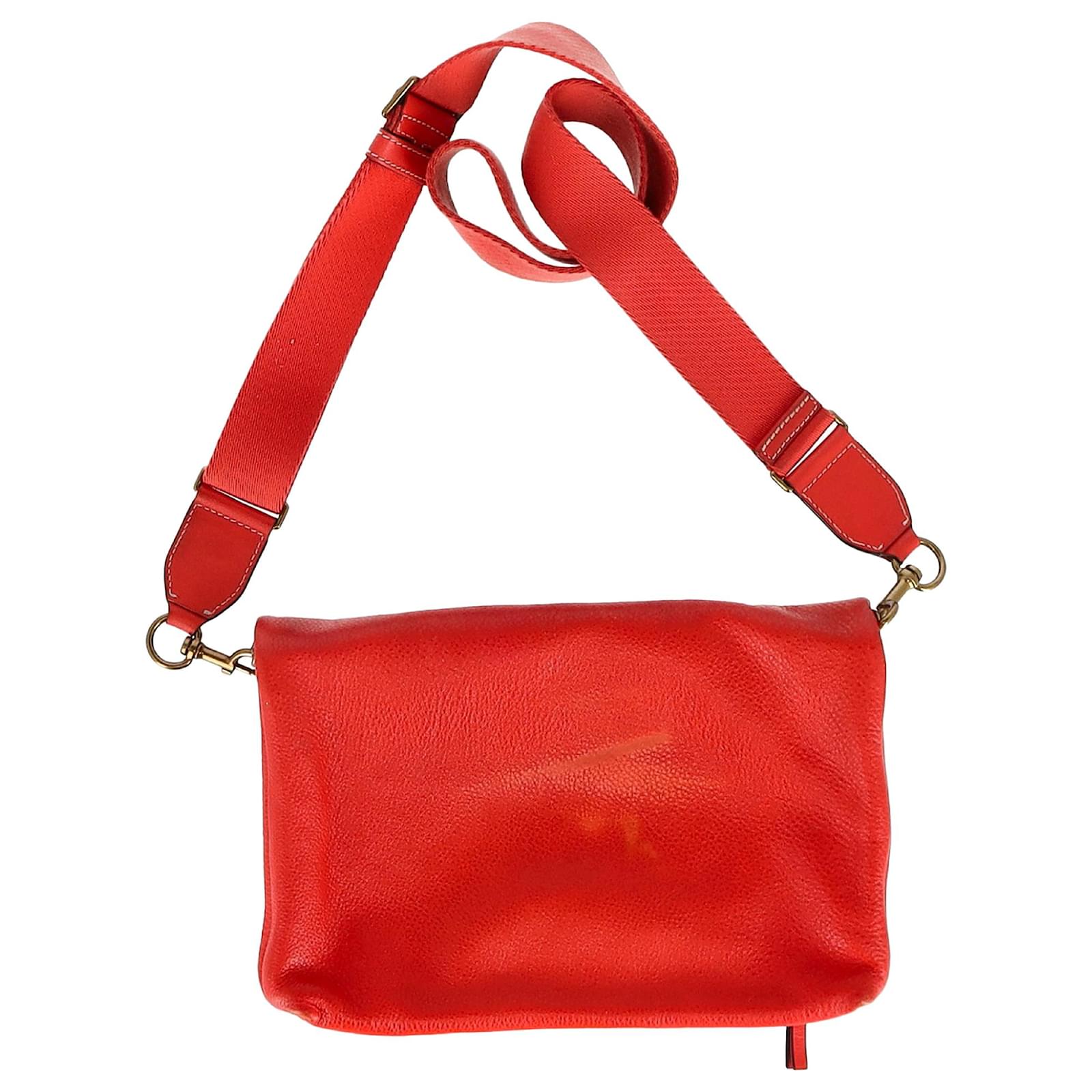 Tory Burch Serif Fold Over Crossbody Bag in Red Leather ref.1613857 ...