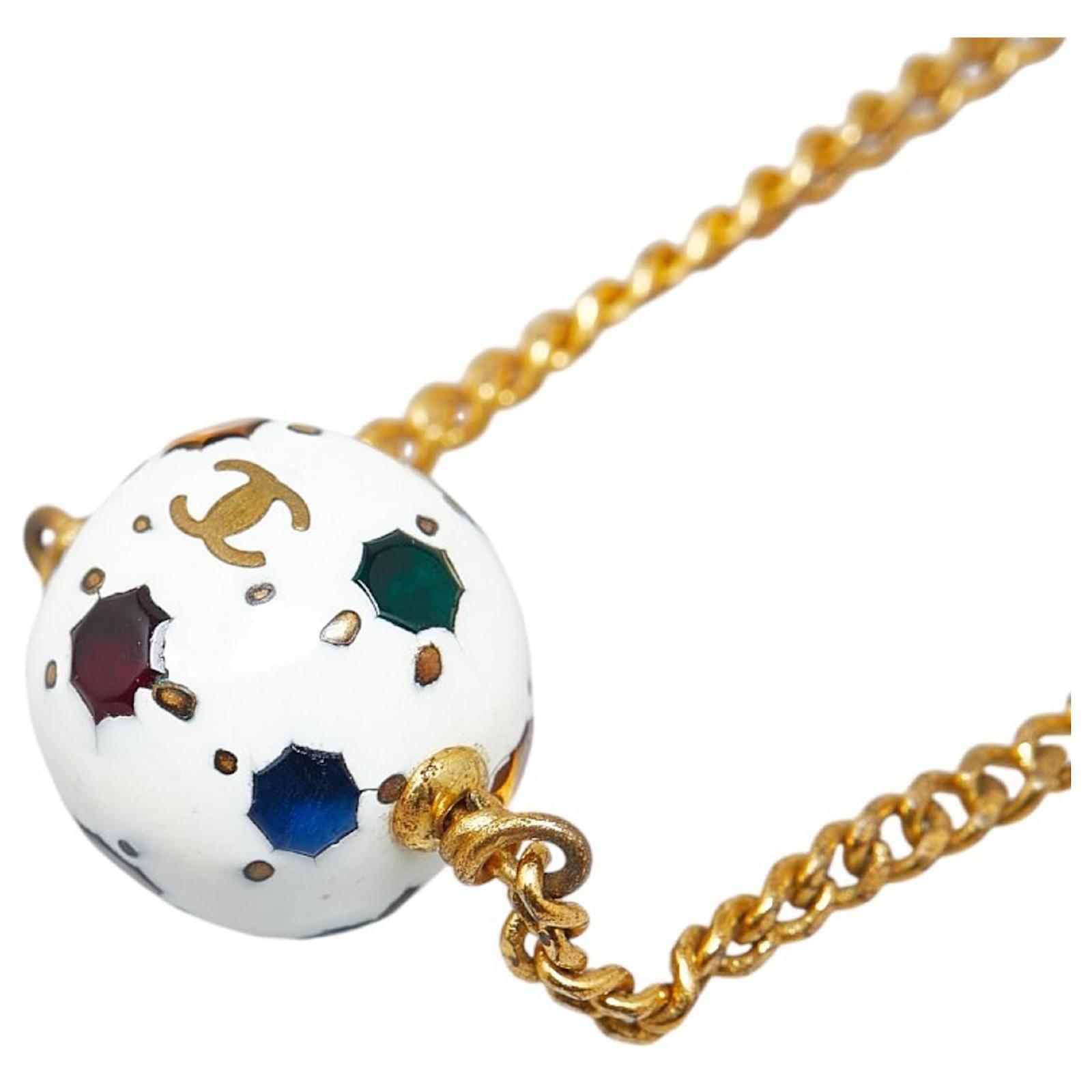 Chanel Coco Mark Soccer Ball Motif Bracelet White Golden ref.1617950 ...