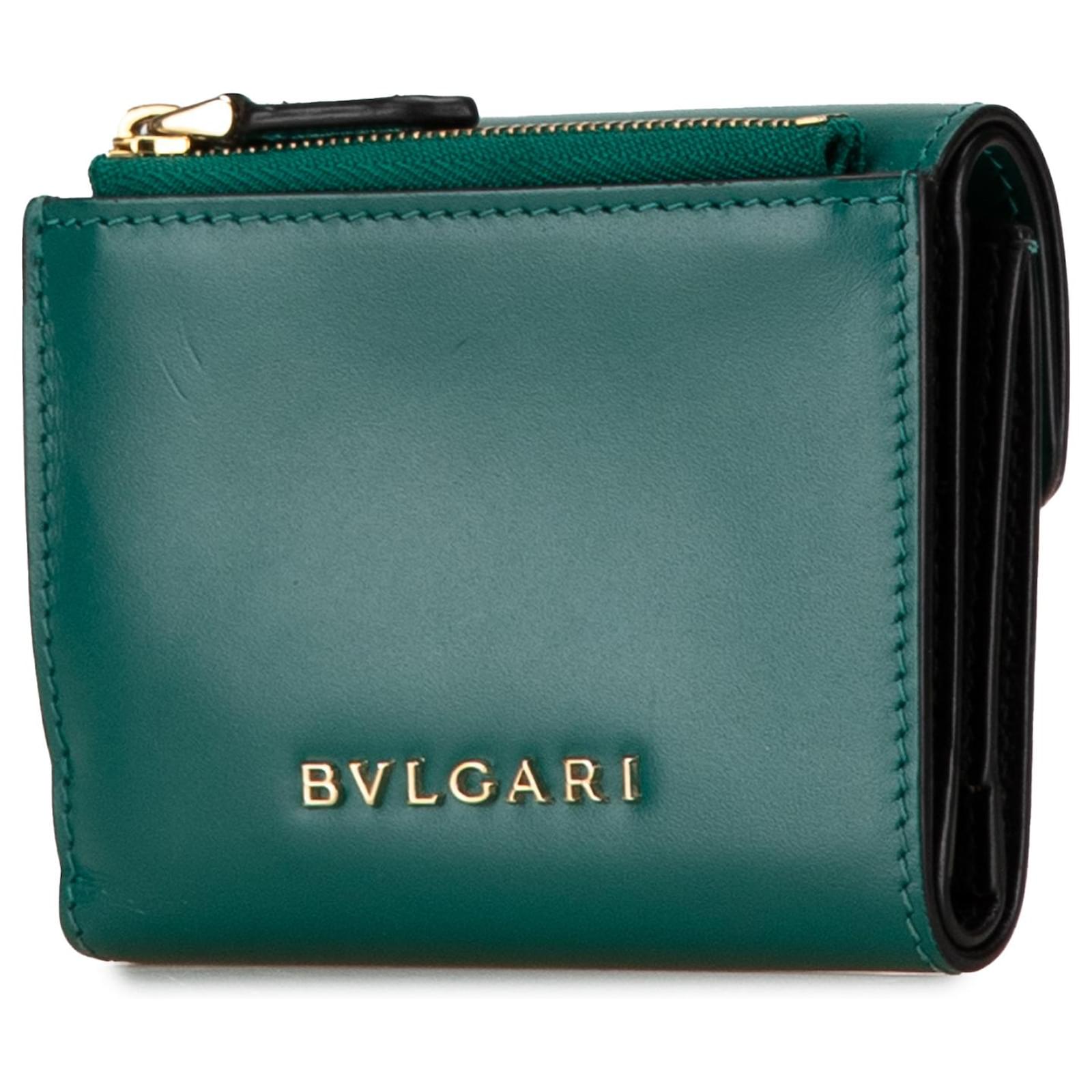 Bulgari Bvlgari Green Serpenti Forever Leather Trifold Wallet Pony ...