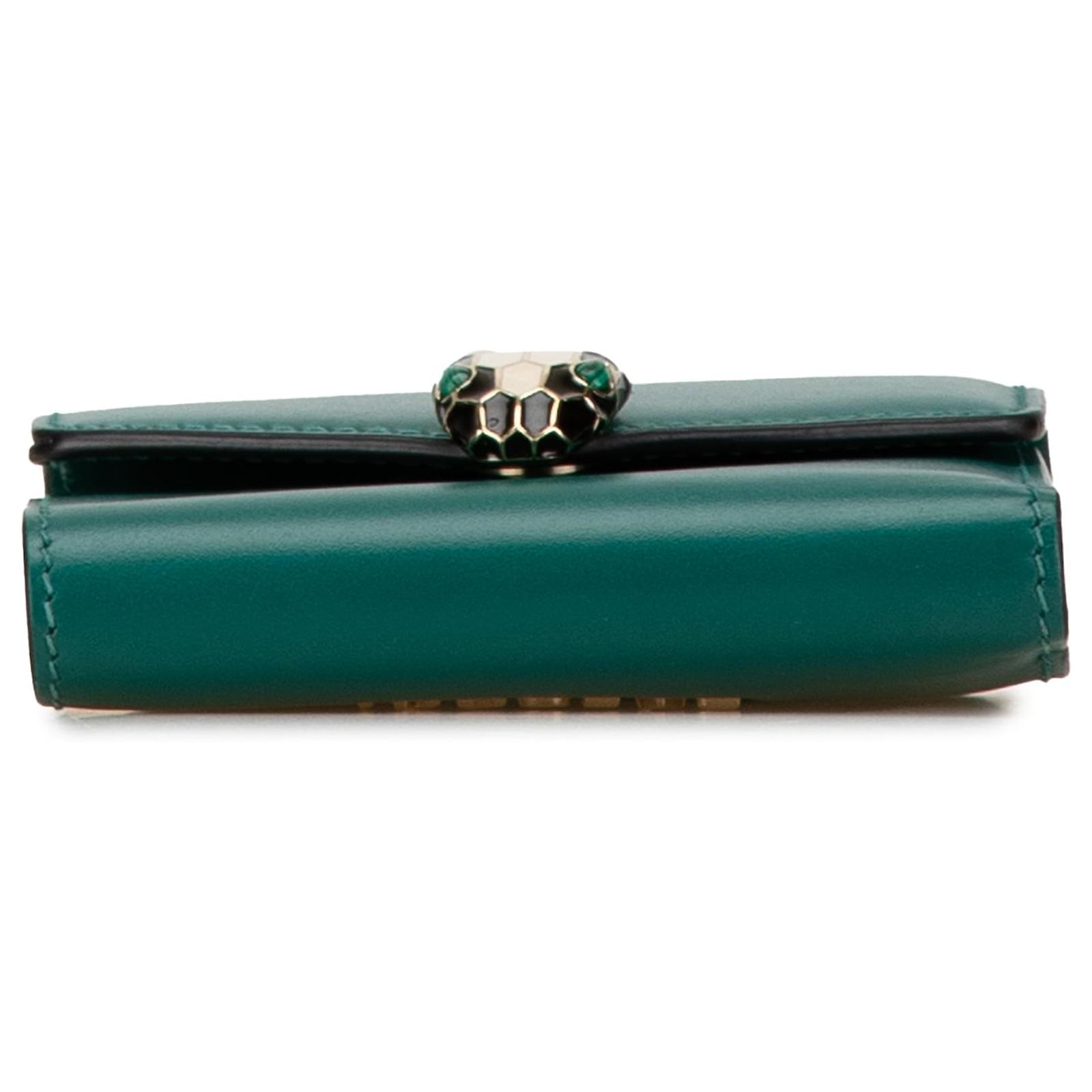 Bulgari Bvlgari Green Serpenti Forever Leather Trifold Wallet Pony ...
