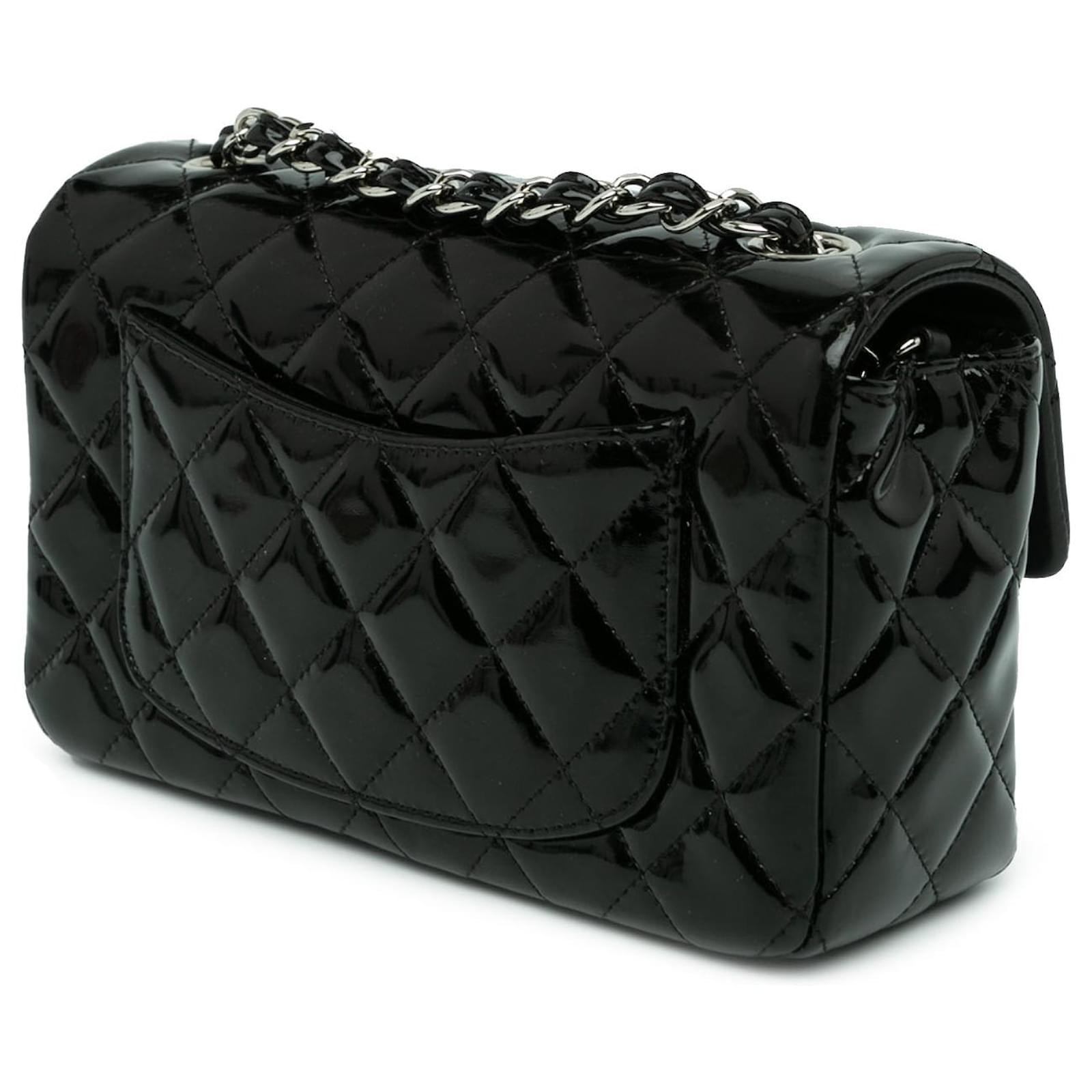 Chanel Black Mini Rectangular Classic Patent Single Flap Leather Patent ...