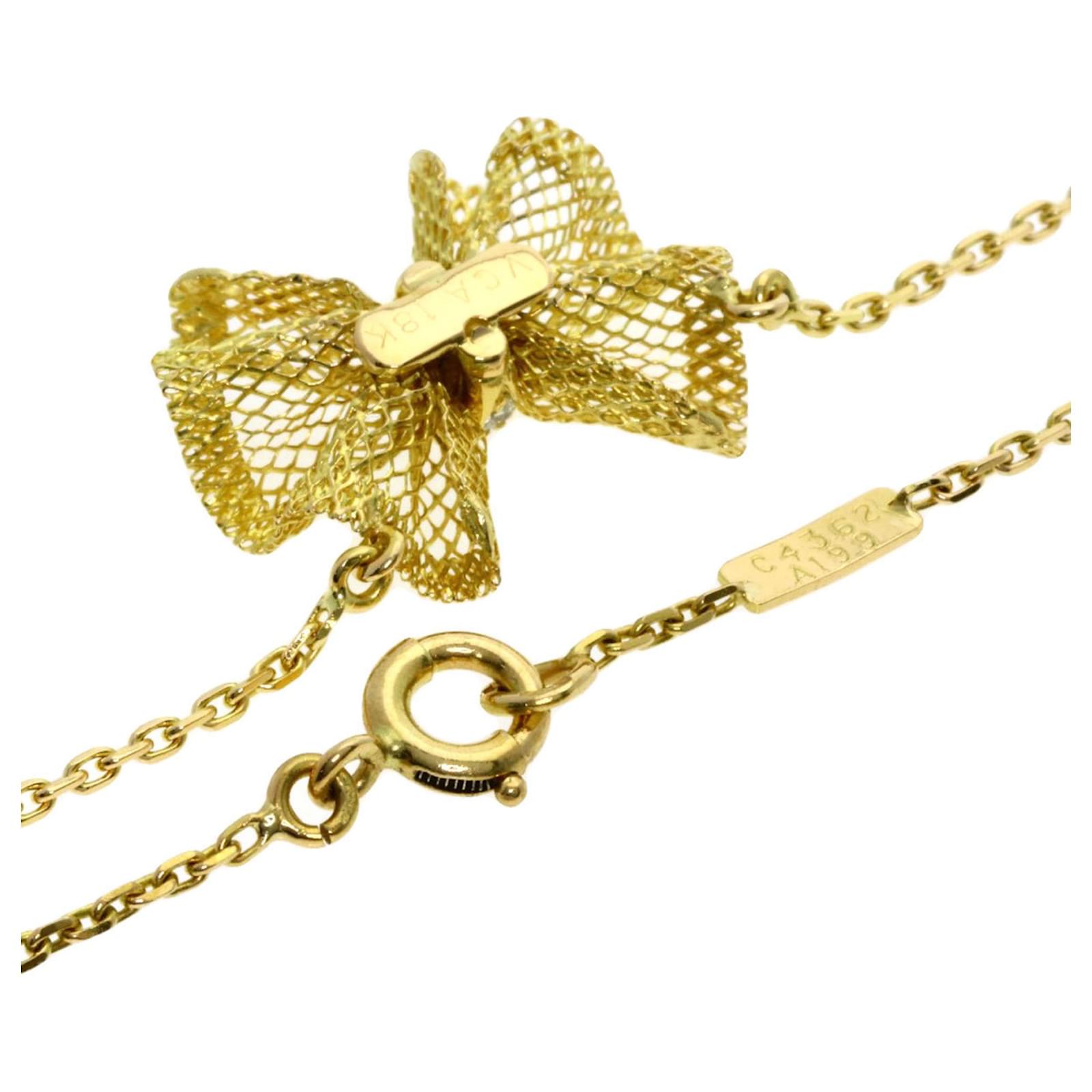 Van Cleef & Arpels Mesh Ribbon Diamond Necklace Yellow gold ref.1621963 ...