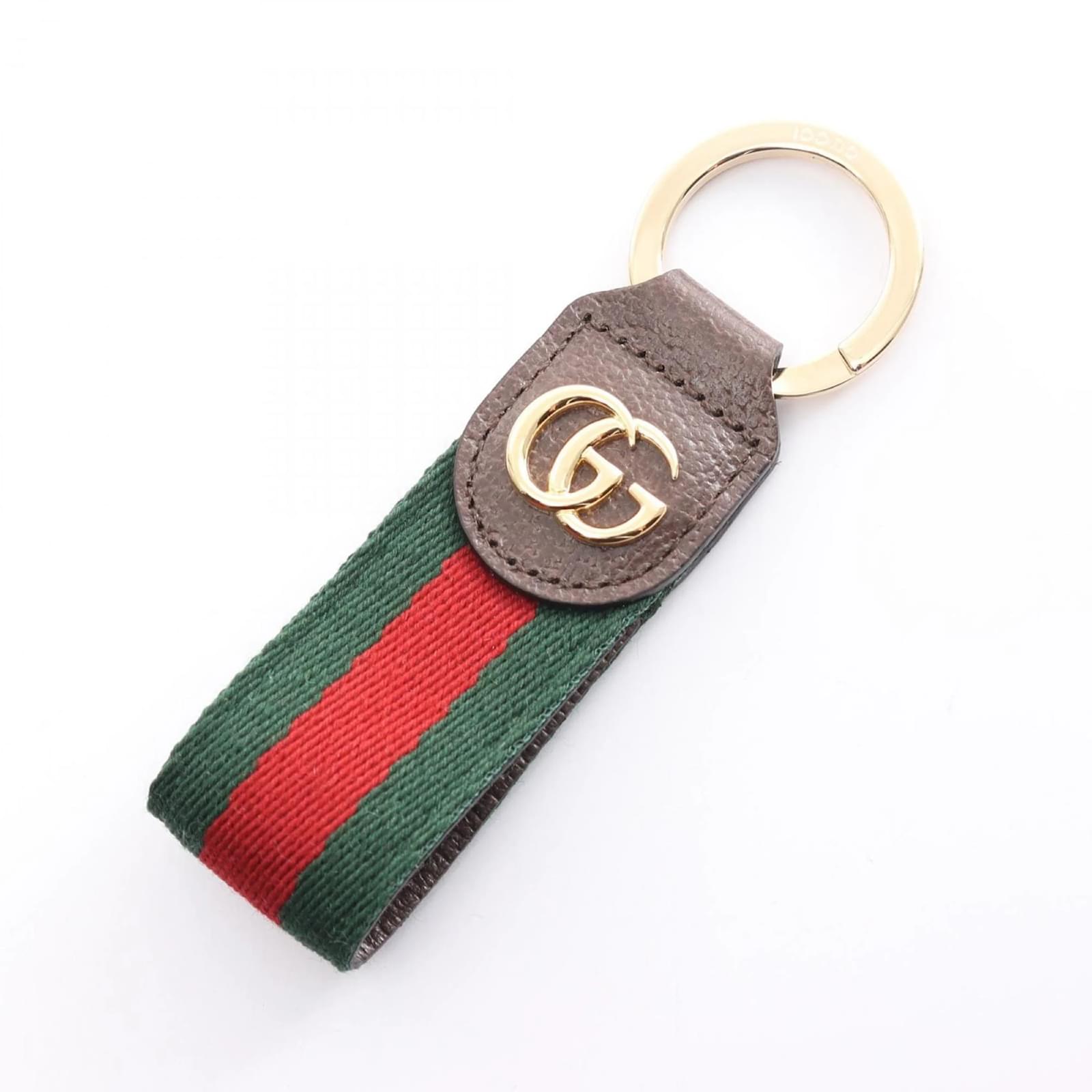 GUCCI Ophidia Sherry Line Keychain Brown Multiple colors Leather Cloth ...