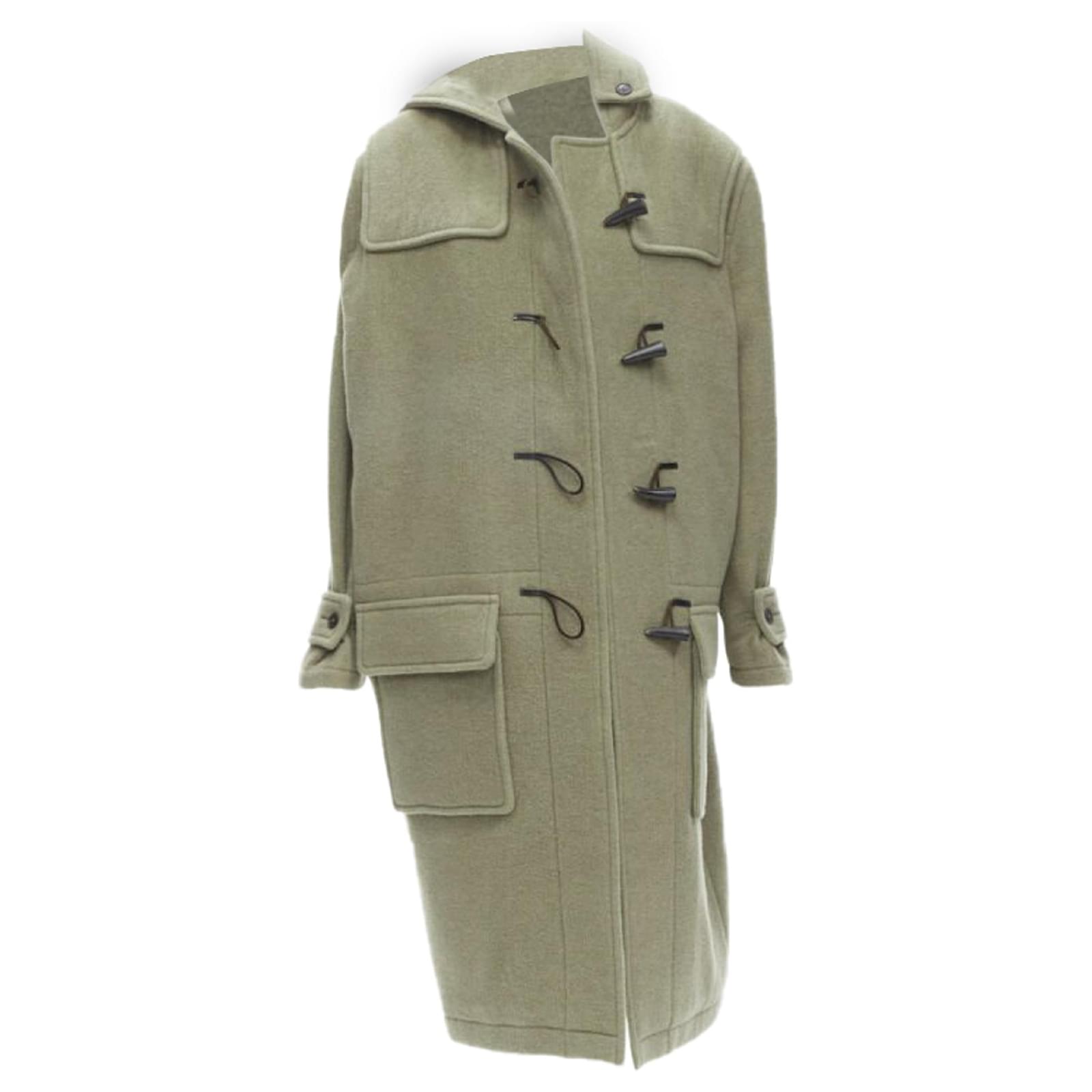 Balenciaga Pulled khaki grey toggle wrap coat Green Wool ref.1637604 ...